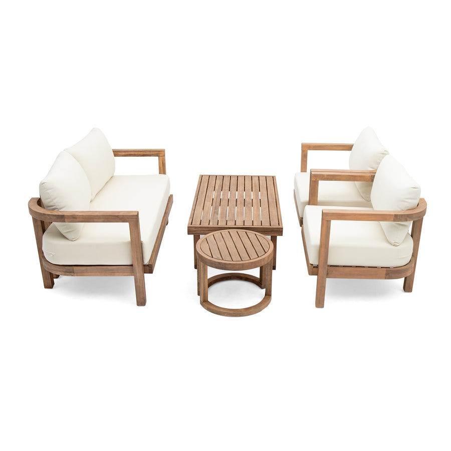 Cosmicly 5-Piece Patio Set with 2 Tables and Acacia Wood Frame - Pier 1