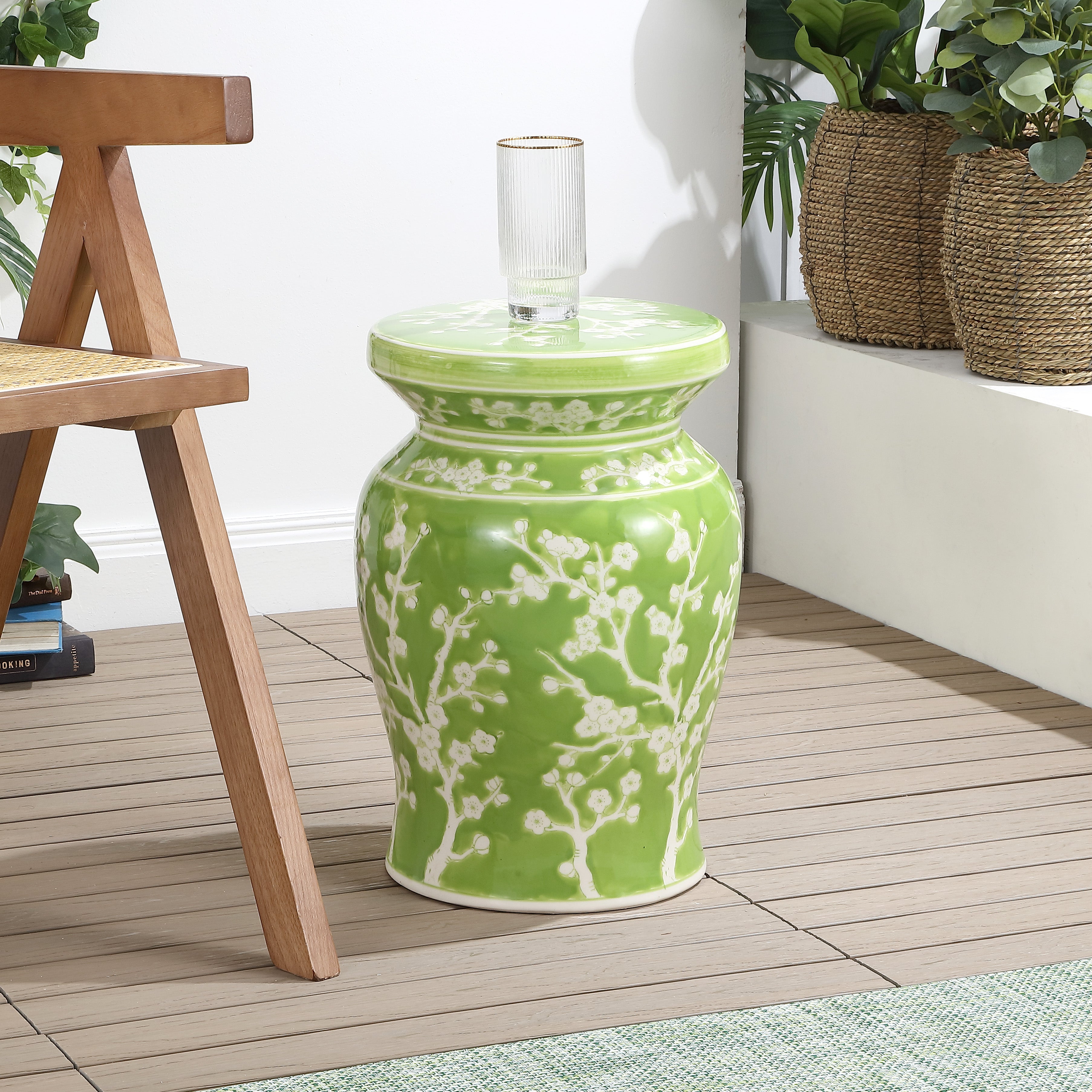 Cherry Blossom 17.75" Ceramic Garden Stool - Pier 1