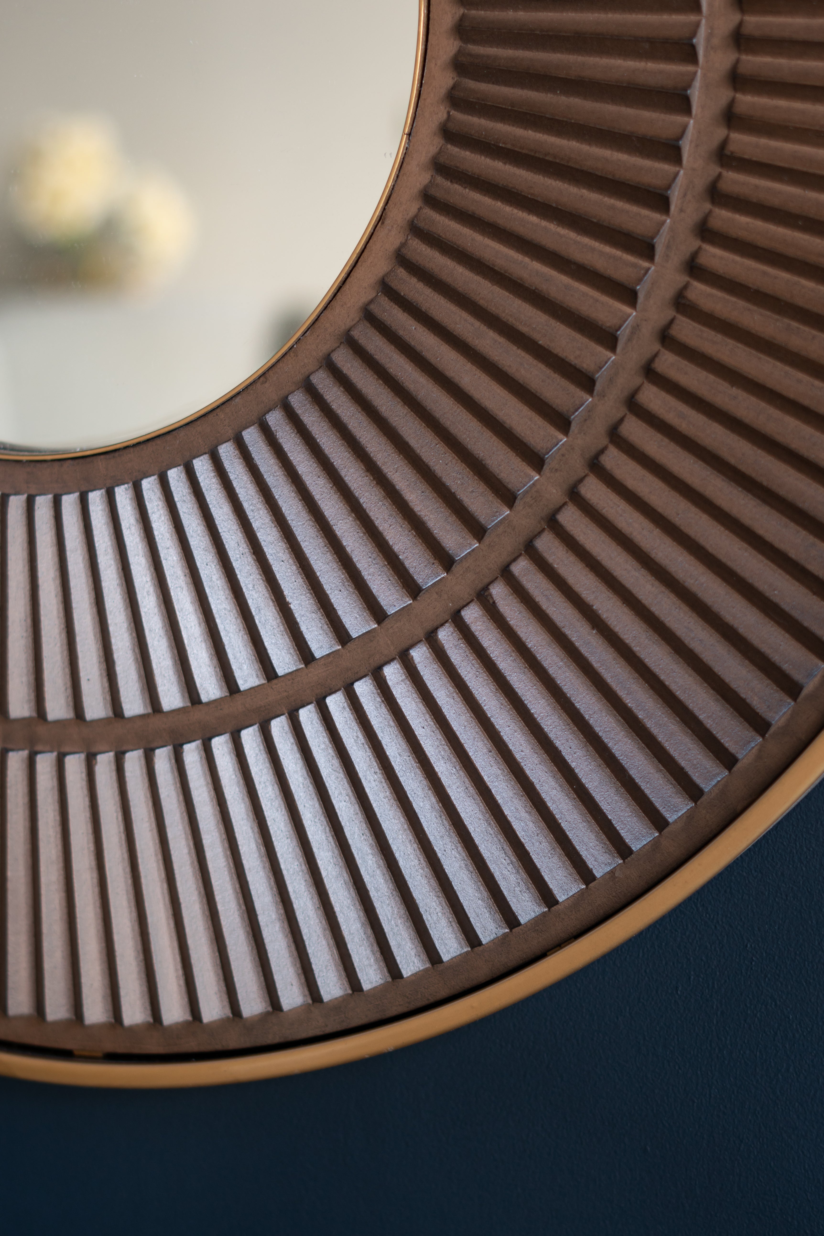 Round Wall Mirror with Pleated Design and Iron Frame - Pier 1