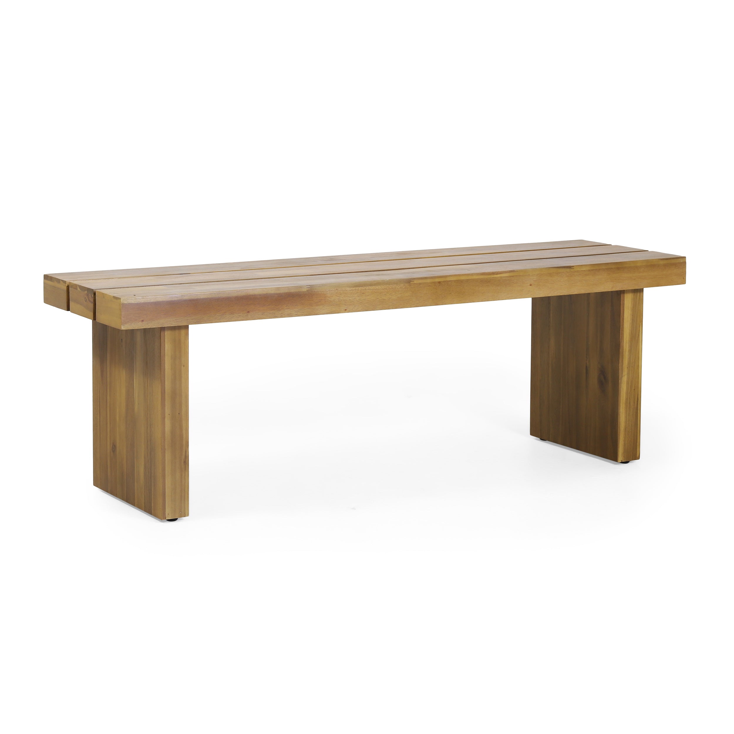 Outdoor Bench with Slat Top and Block Leg - Pier 1