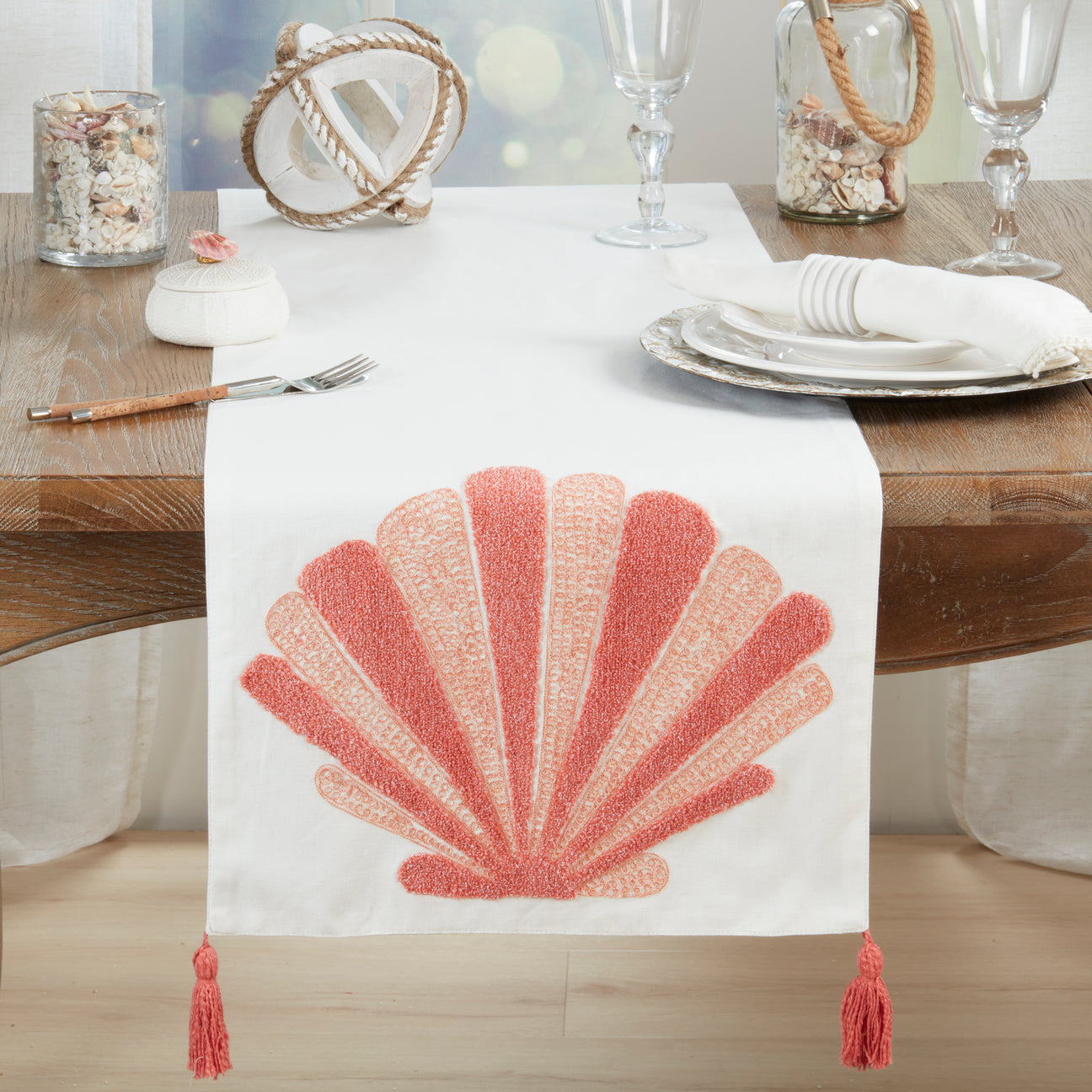 Ocean Breeze Embroidered Seashell Table Runner – Pier 1