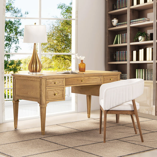 Dauphin Gold Accent 5-Drawer Wood Executive Desk – Pier 1