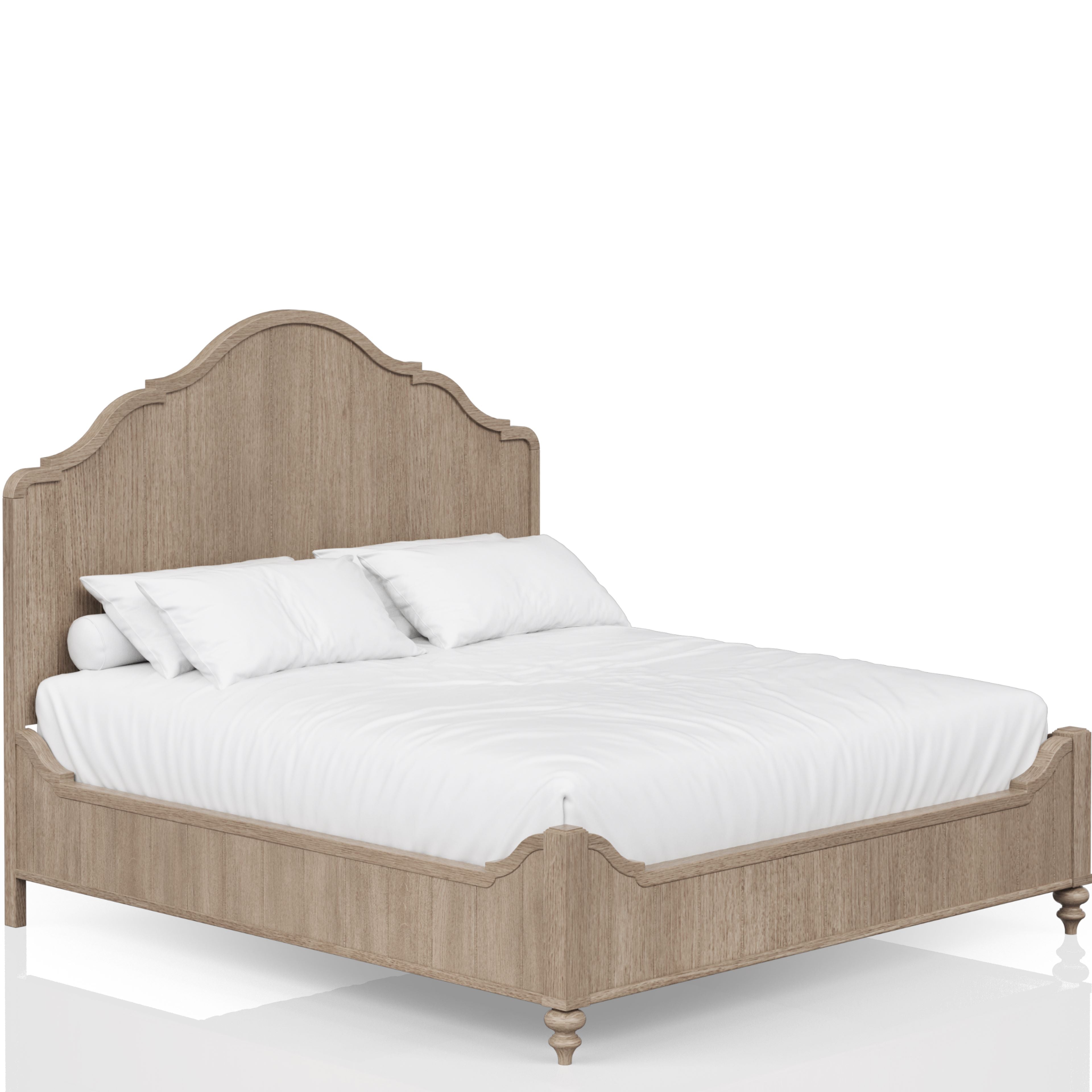 Queen Size Panel Bed with Curved Headboard and Turned Front Legs - Pier 1