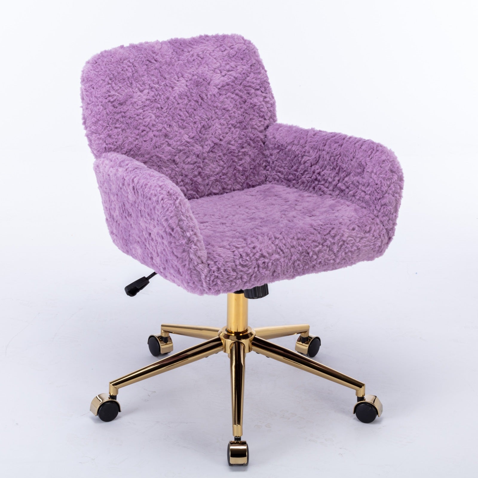 Faux Rabbit Hair Office Chair with Golden Metal Base, Adjustable Swive ...