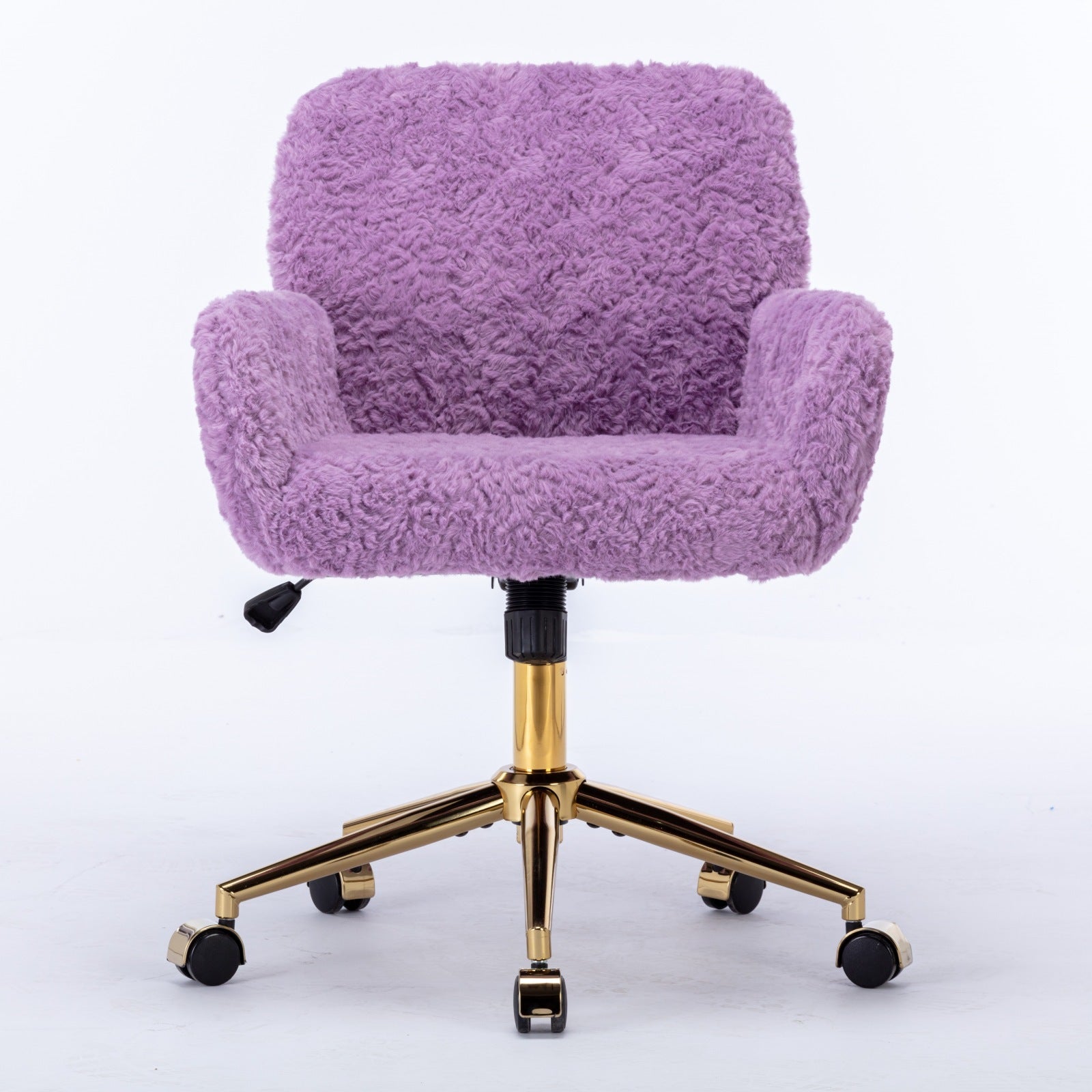 Faux Rabbit Hair Office Chair with Golden Metal Base, Adjustable Swive ...