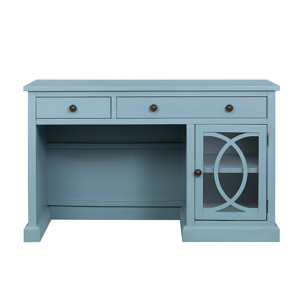 Wooden Desk with Glass Door and 2 Drawers – Pier 1