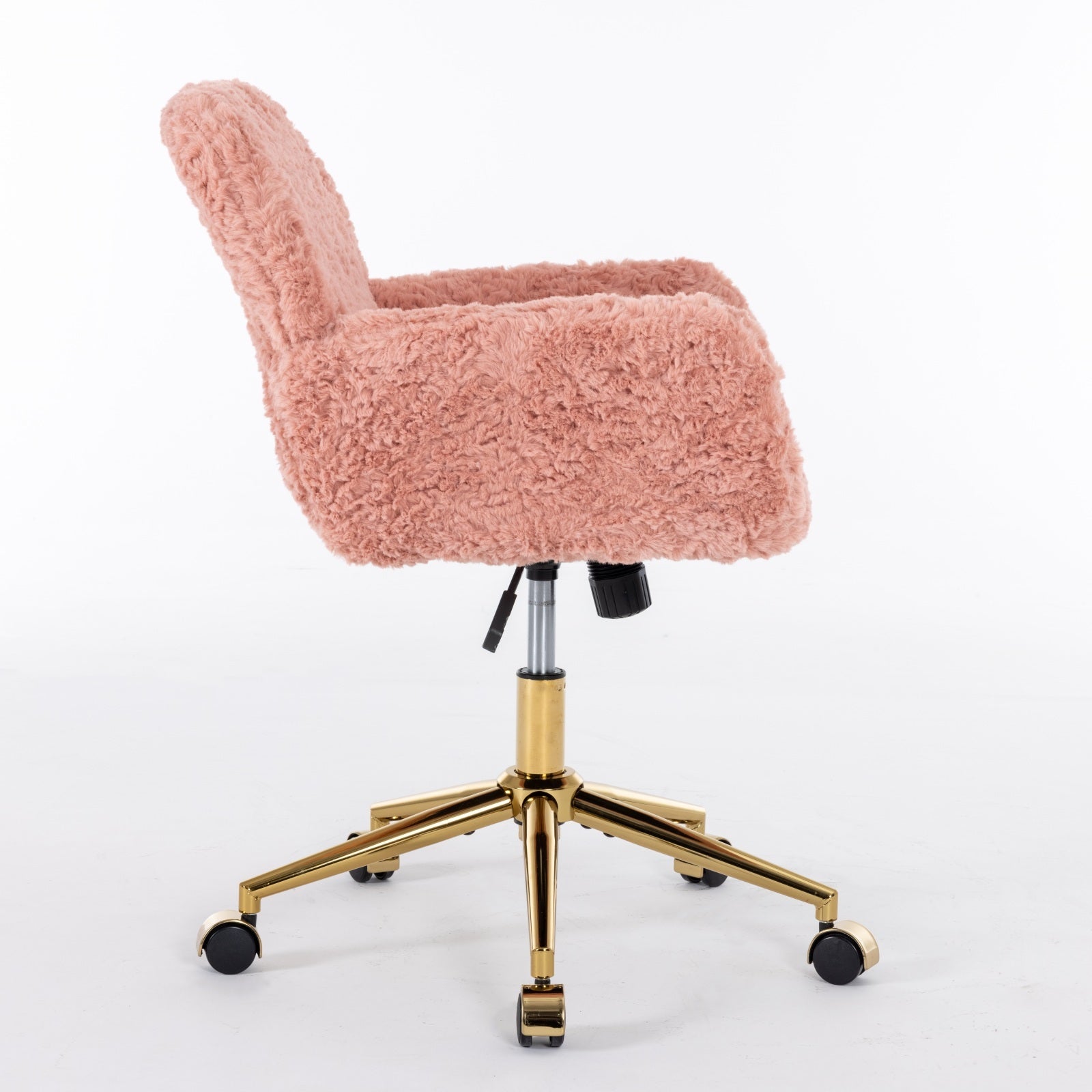 Faux Rabbit Hair Office Chair with Golden Metal Base, Adjustable Swive ...