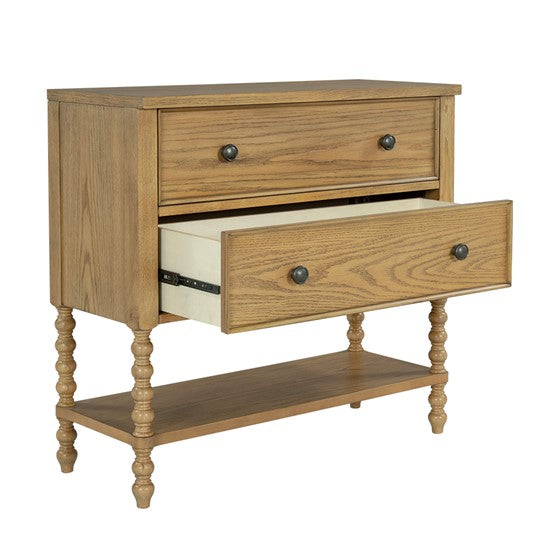 2-Drawer Accent Chest with Turned Legs and Bottom Shelf - Pier 1
