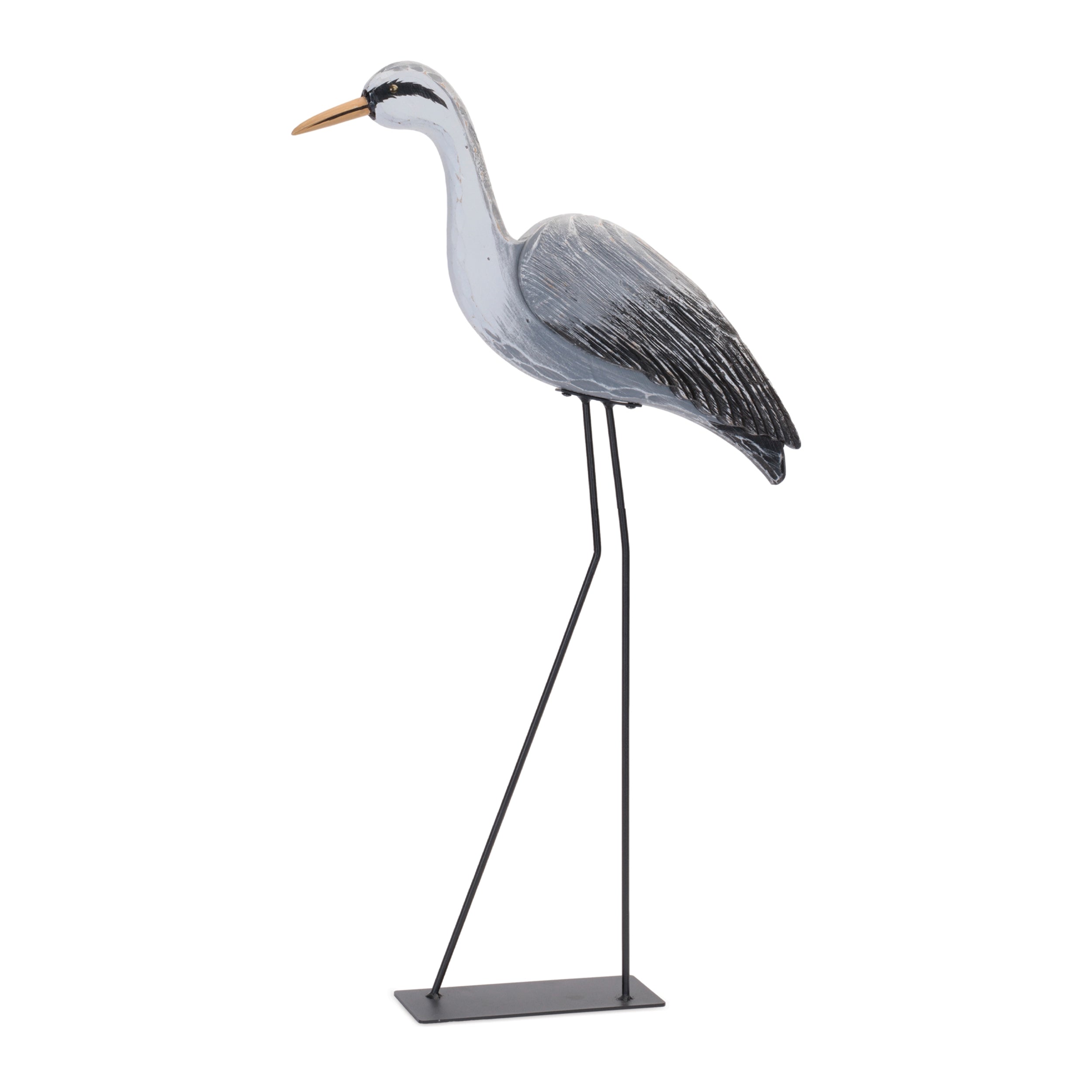 Paulownia Wood Heron Bird Statue with Metal Legs Base – Pier 1