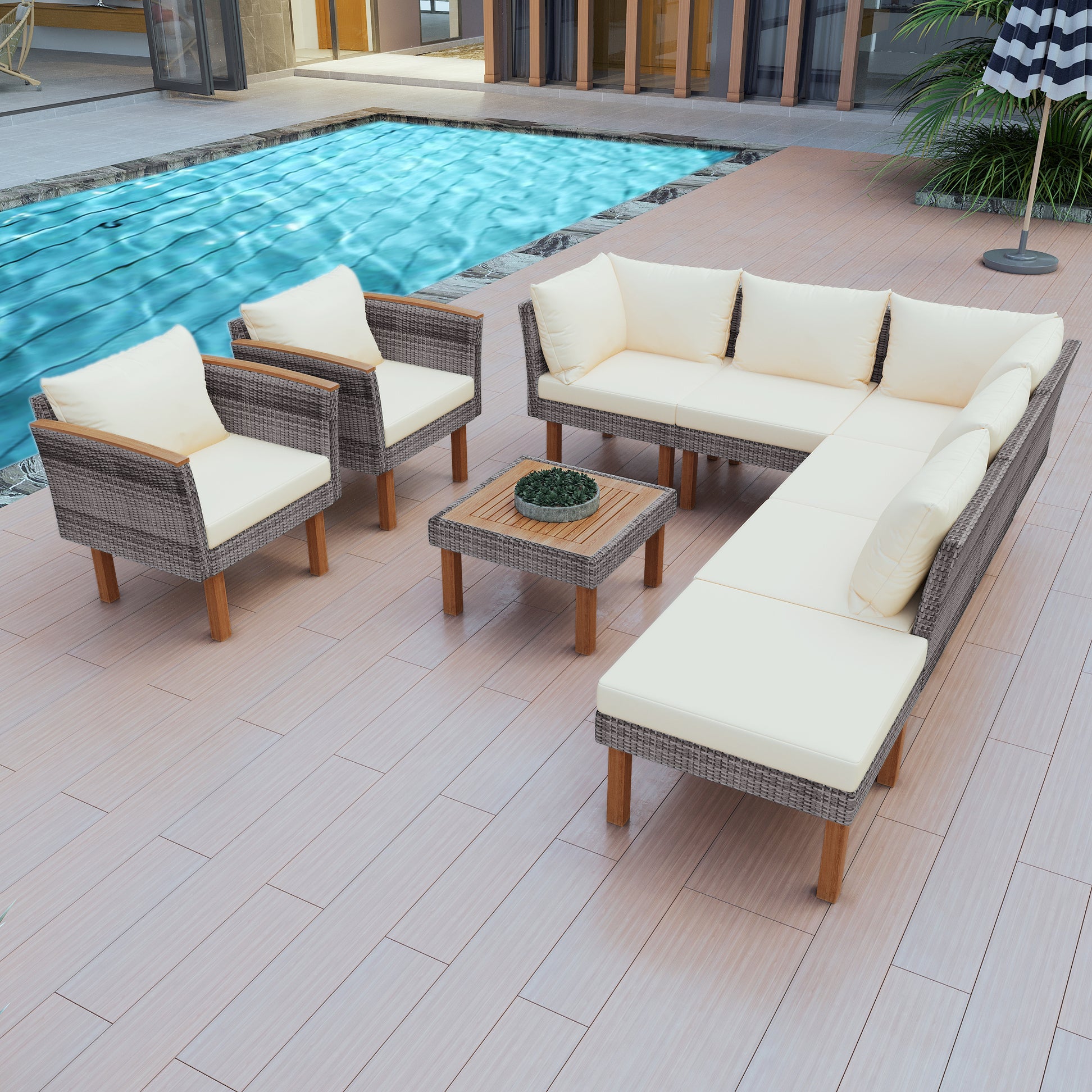 GO 9-Piece Rattan Outdoor Seating Set - Pier 1