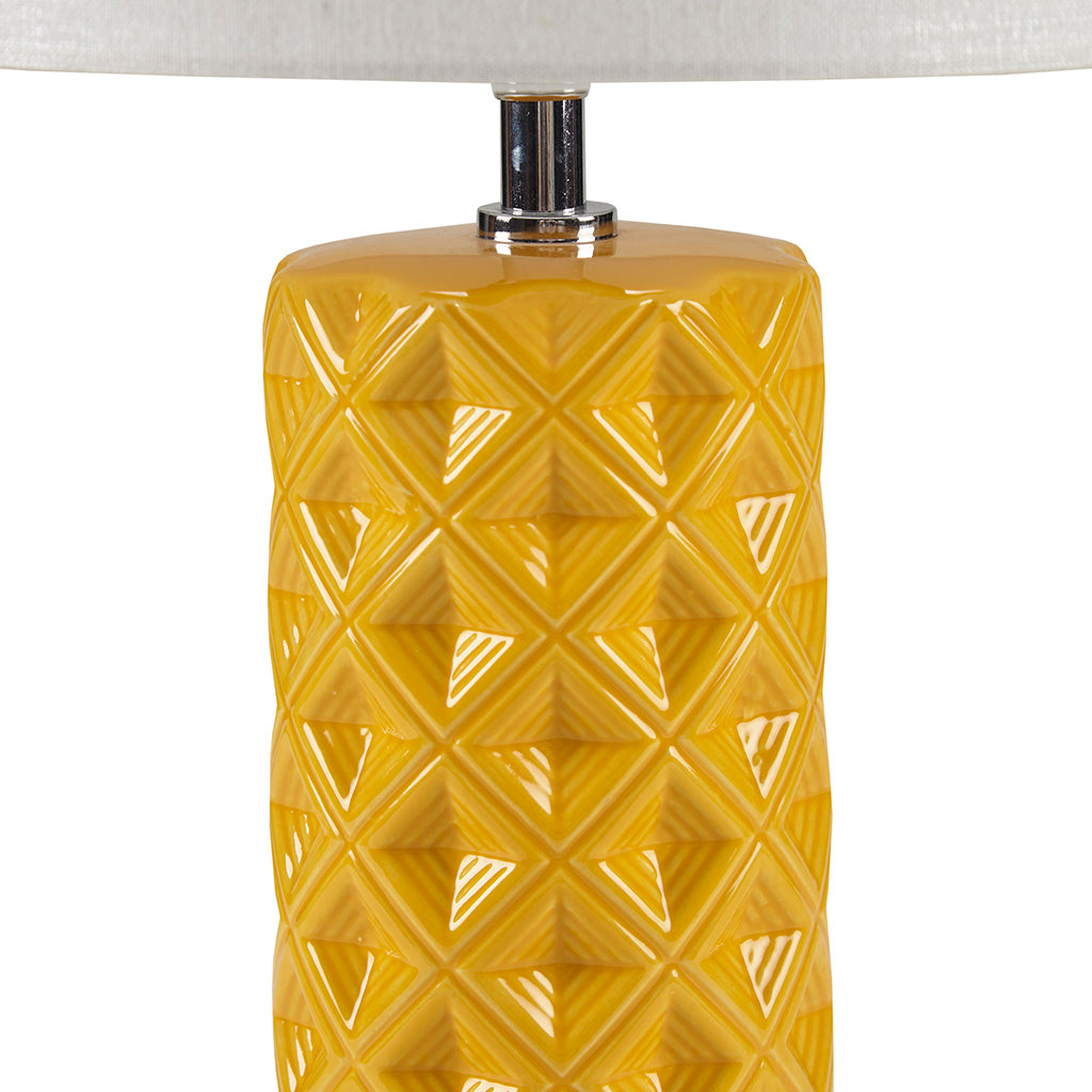 Table Lamp with Patterned Cylinder Ceramic Base and Round Drum Shade ...