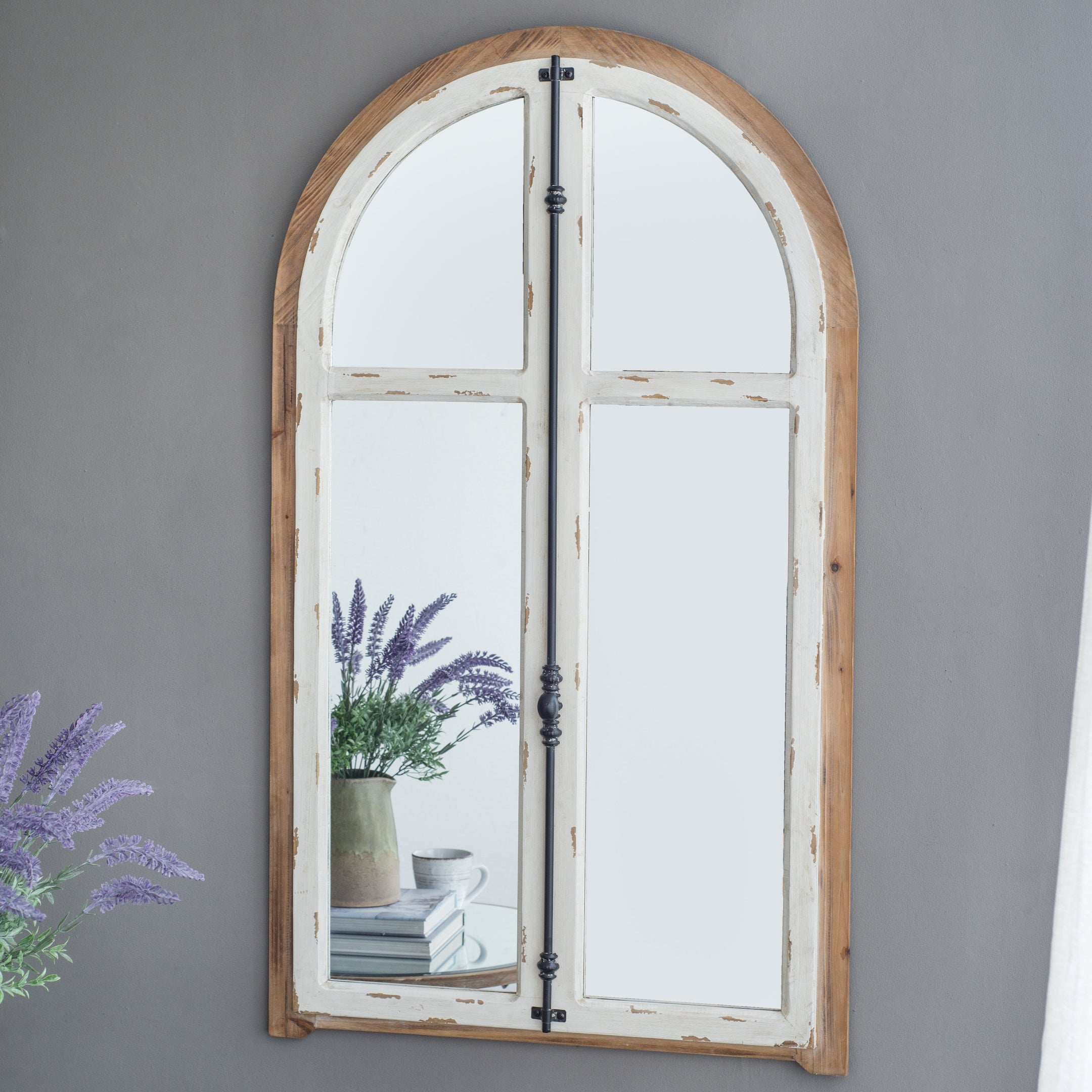 Wood Wall Mirror with Arched Window Design - Pier 1