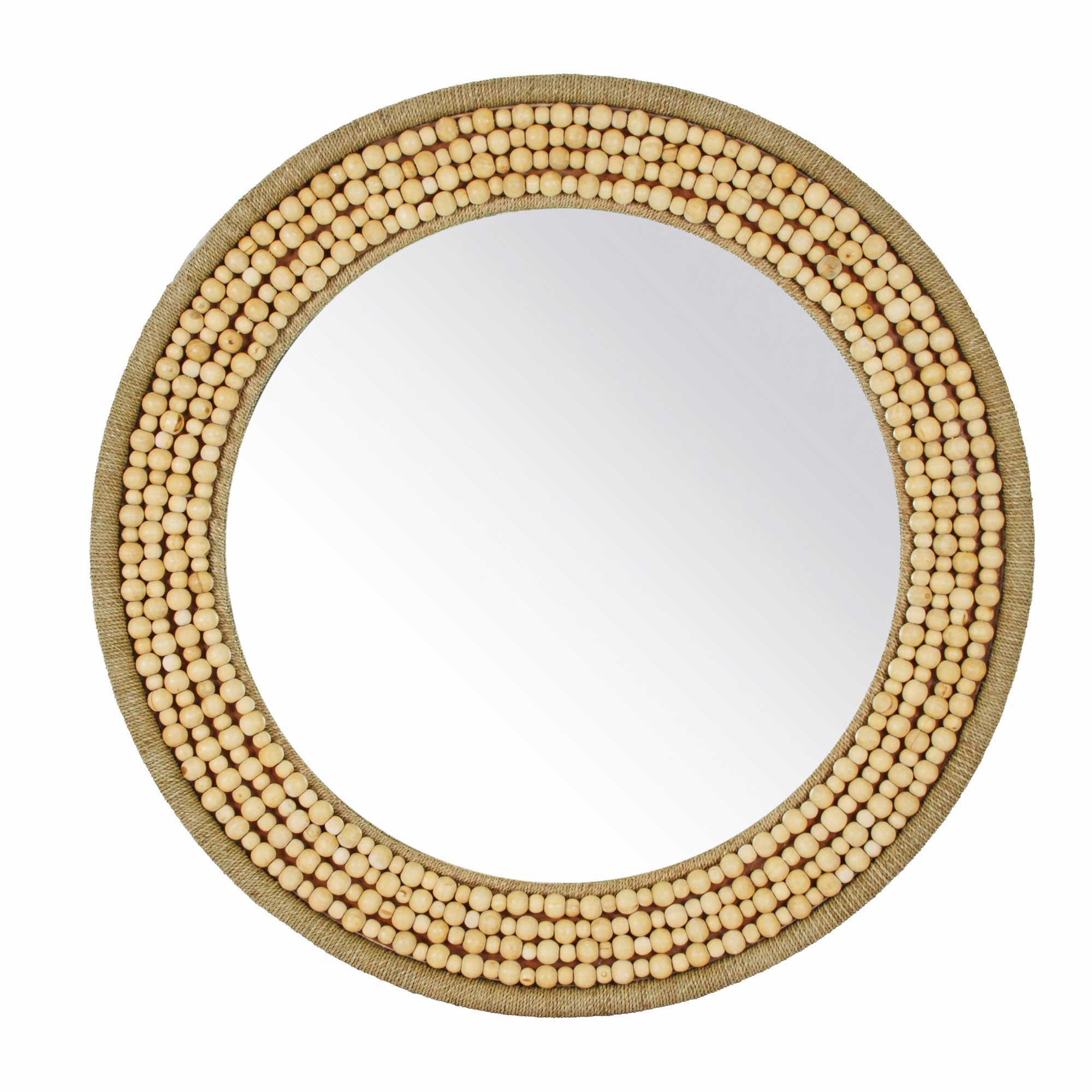 Round 34.5" Wide Wooden Bead Mirror – Pier 1