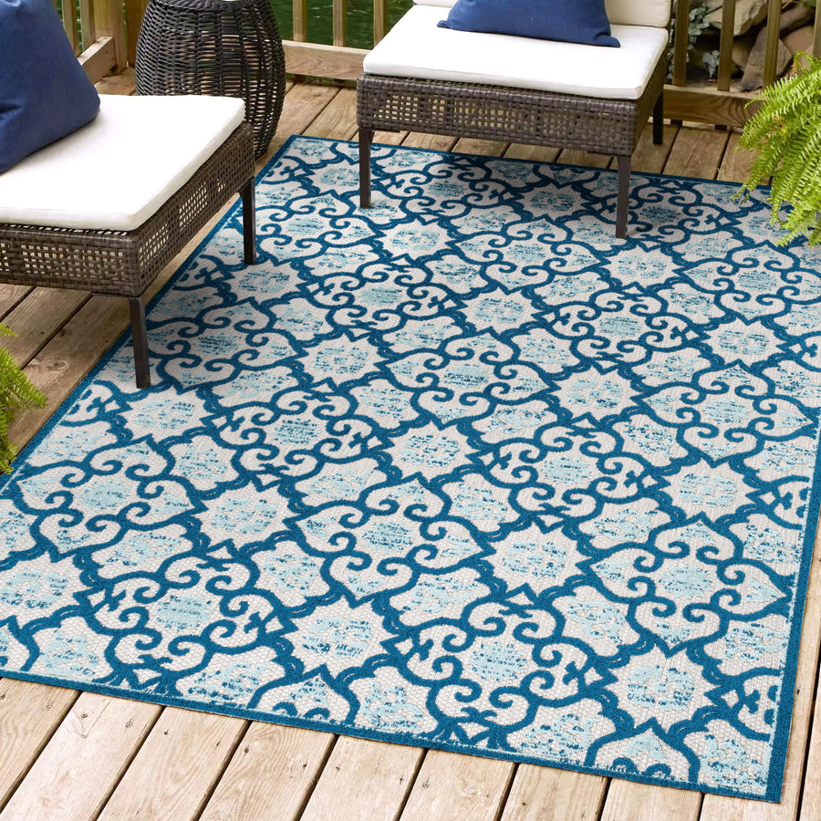 Gallia Tile Trellis High-Low Light Indoor/Outdoor Area Rug - Pier 1