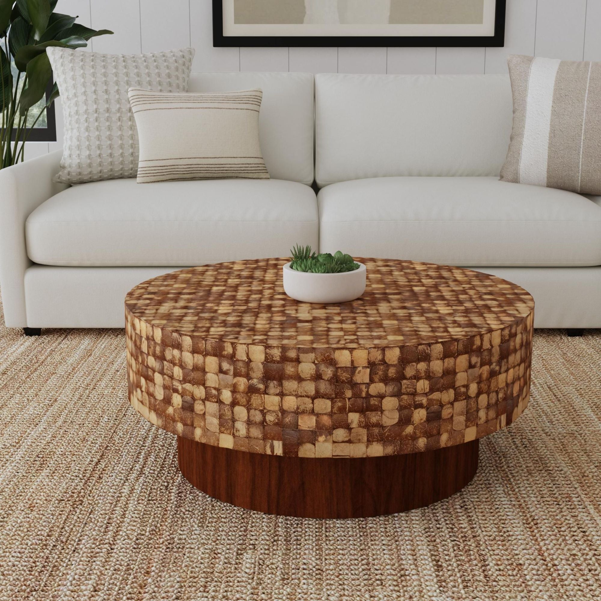 Shellcove Round Natural Coconut Shell Coffee Table – Pier 1