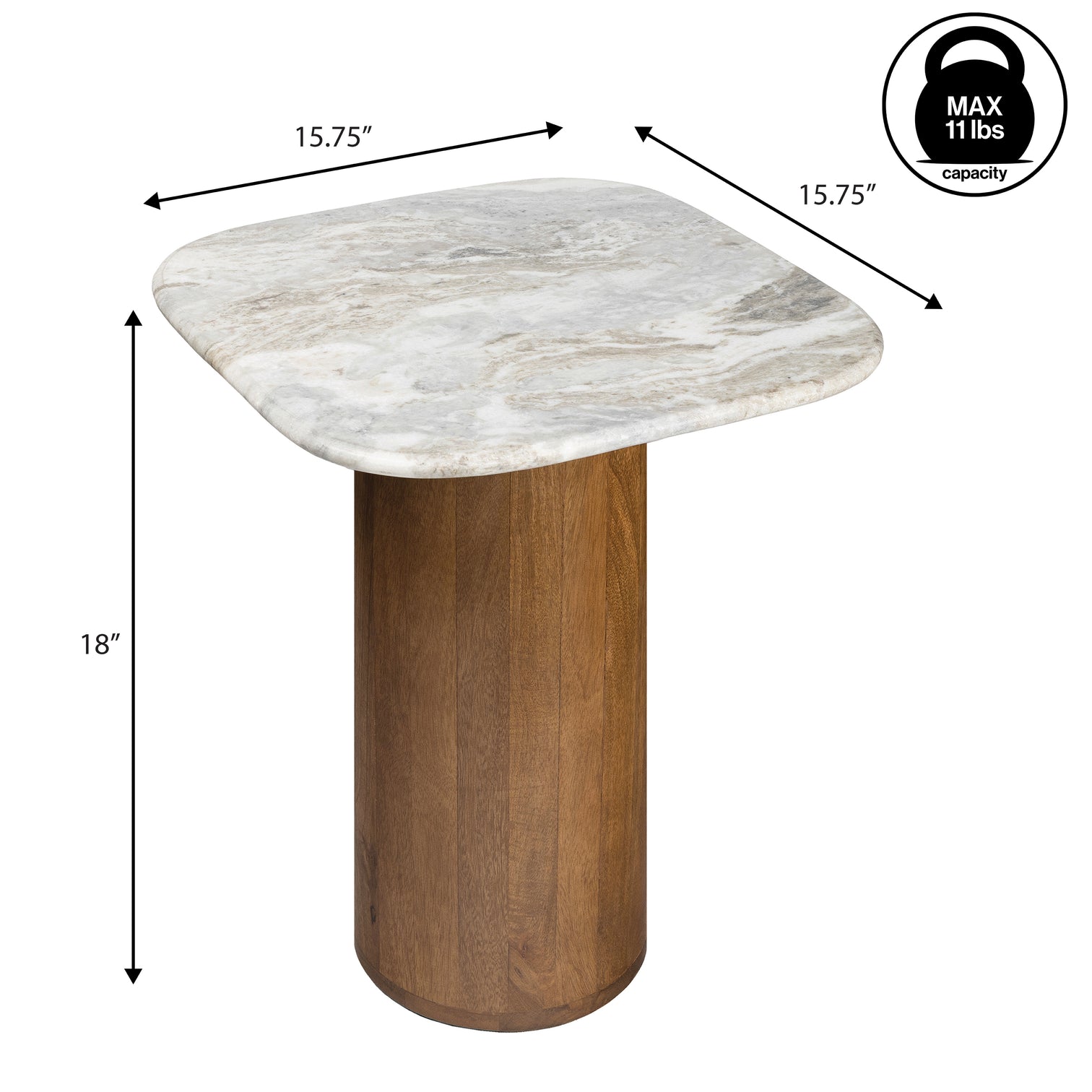 Milos 18" Rustic Minimalist Square Marble/Wood Accent Table – Pier 1