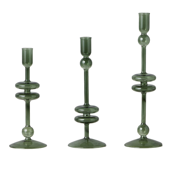 Emerald Green Glass Candlestick Pair – Pier 1