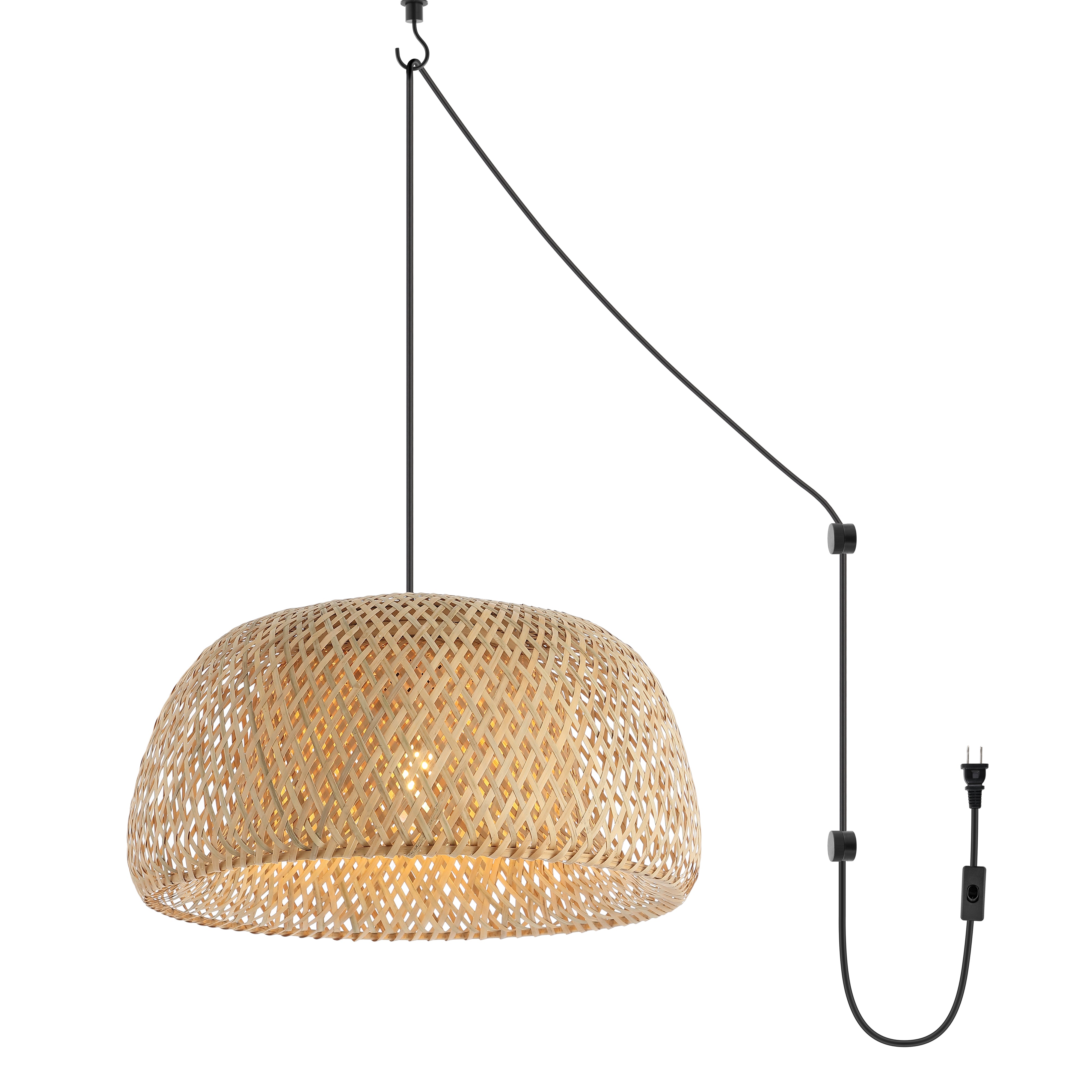 Mateo 1-Light Farmhouse Coastal Bamboo 180" Cord Plug-In or Hardwired ...