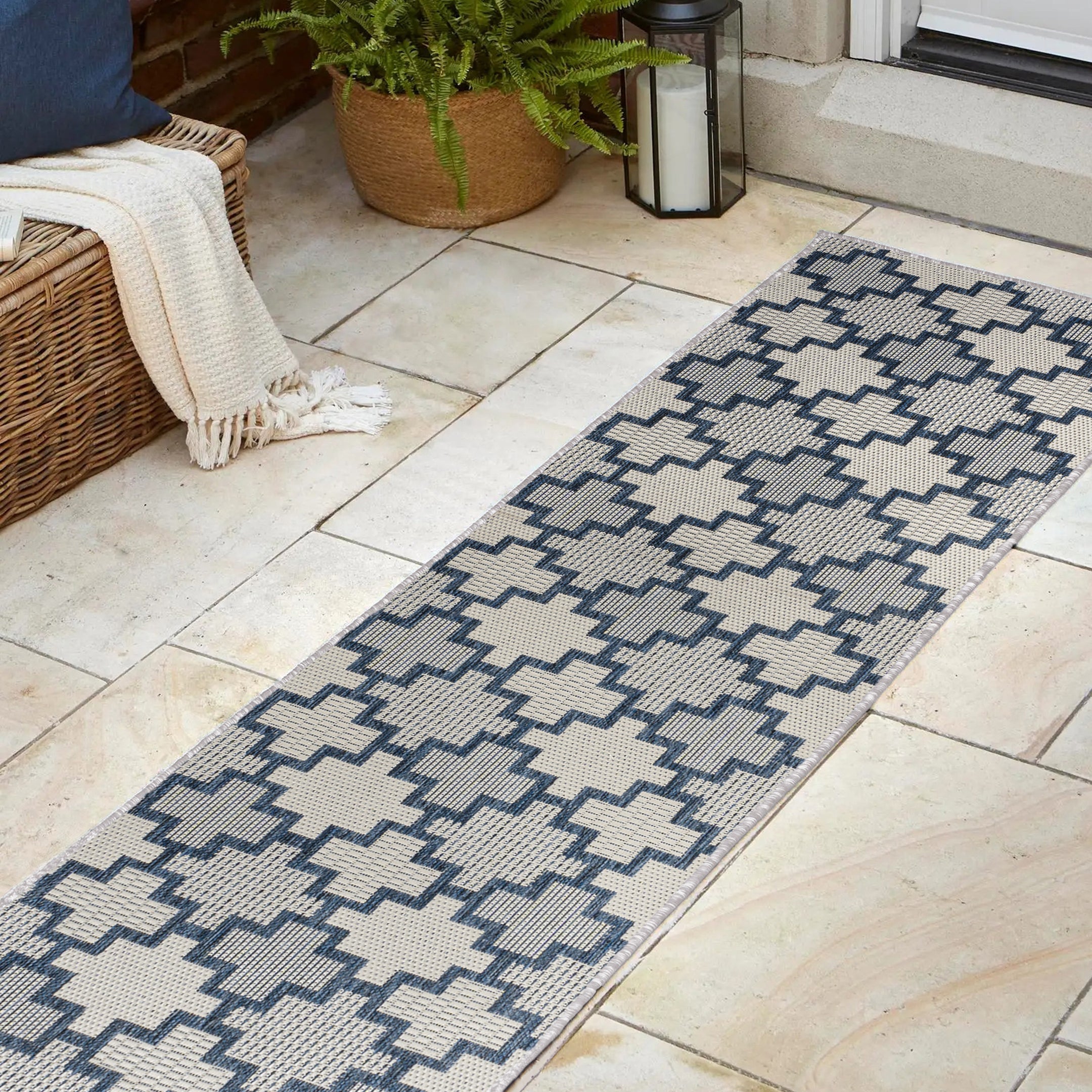 Cyrus Modern Geometric Tile Pattern Indoor/Outdoor Runner Rug - Pier 1