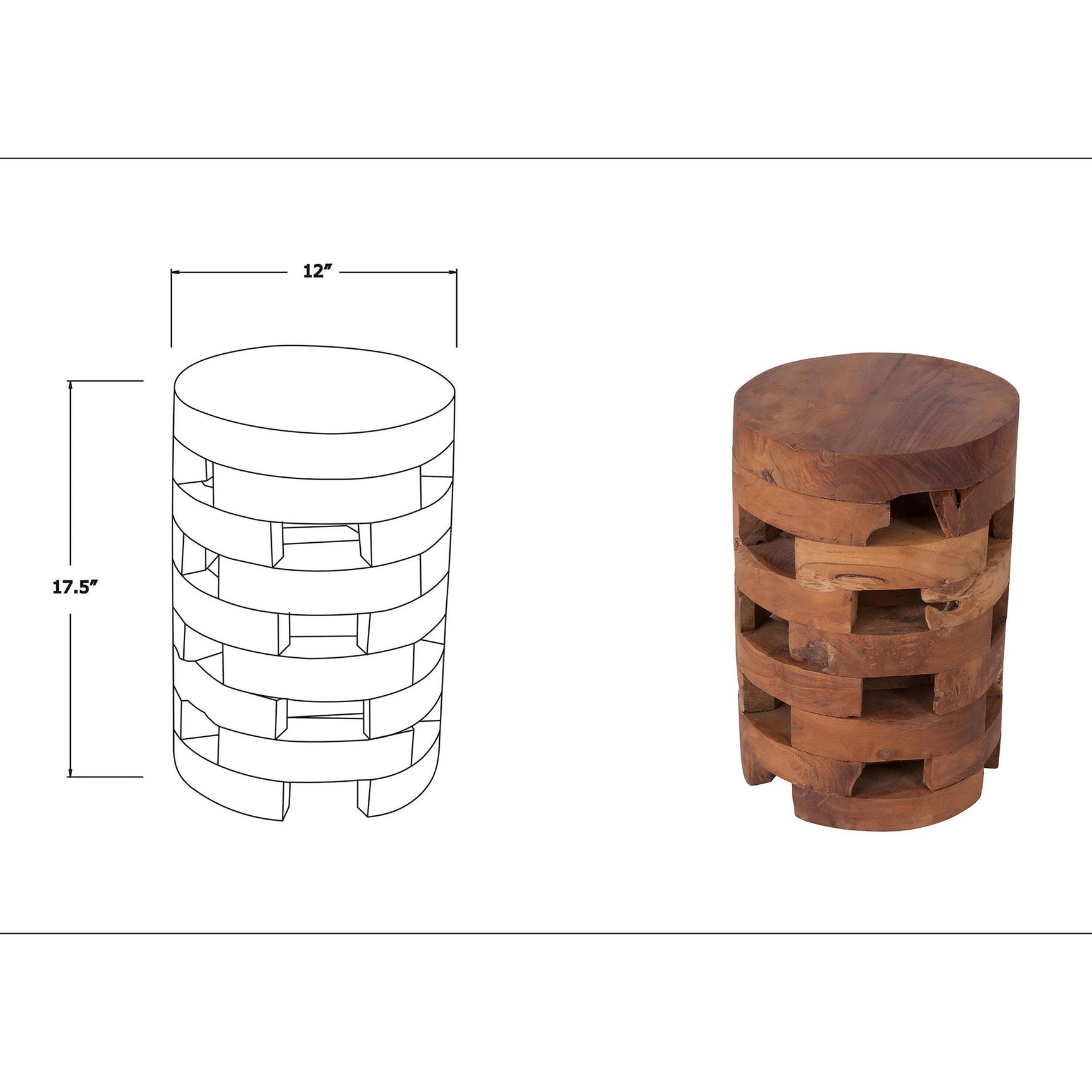 Solid Wood Open Slat Drum Side Table – Pier 1