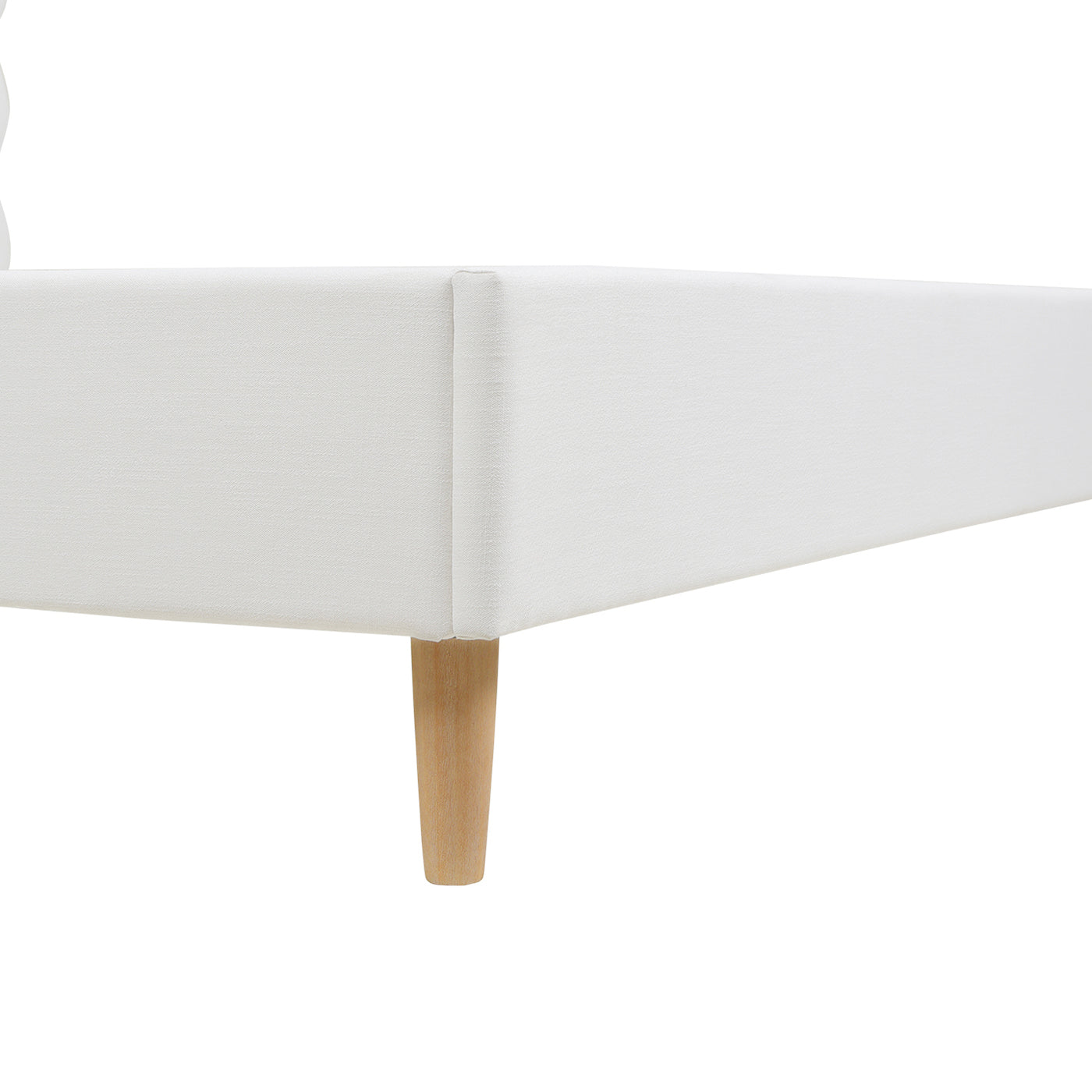 Essencee Upholstered Platform Bed with Wavy Headboard and Wood Legs ...