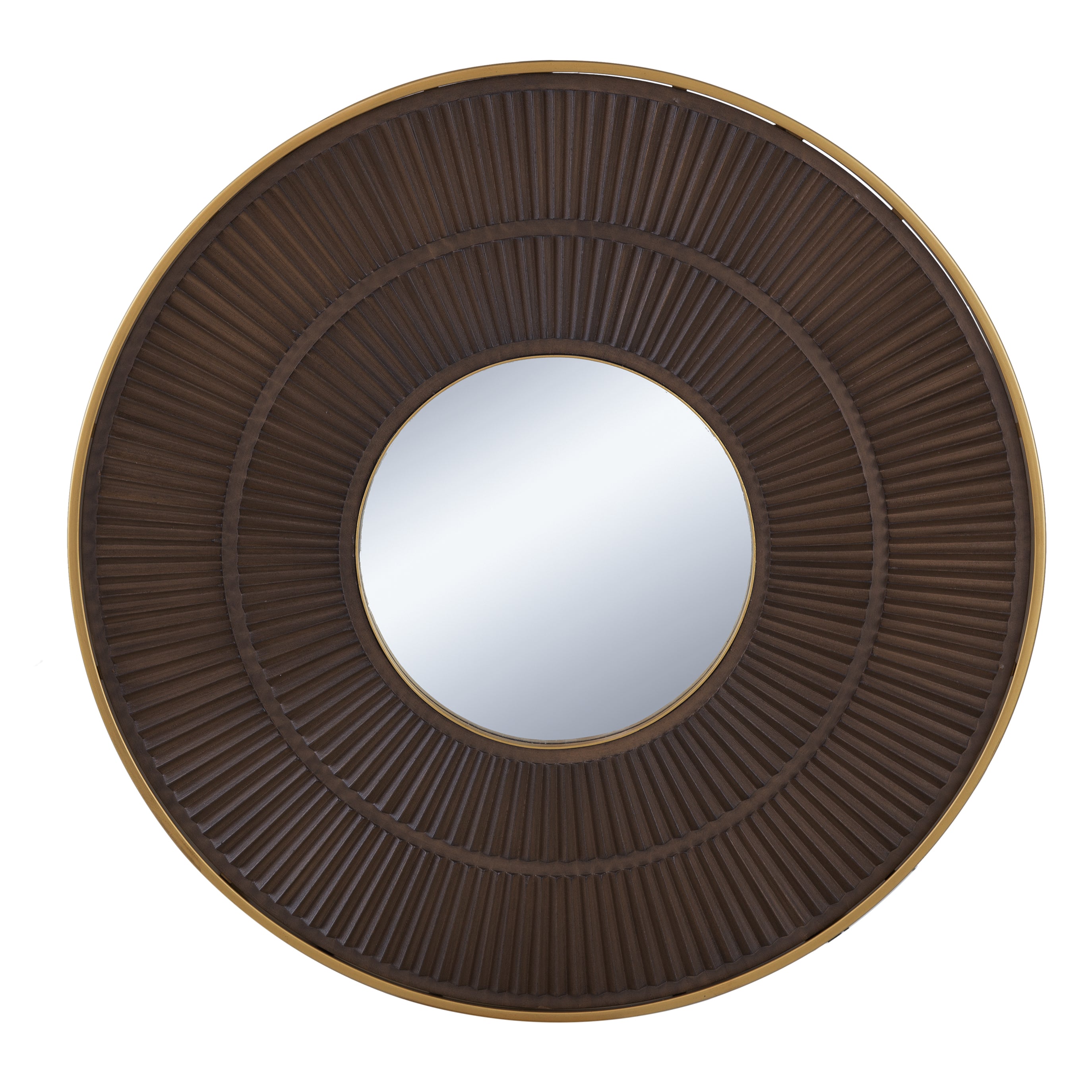 Round Wall Mirror with Pleated Design and Iron Frame - Pier 1