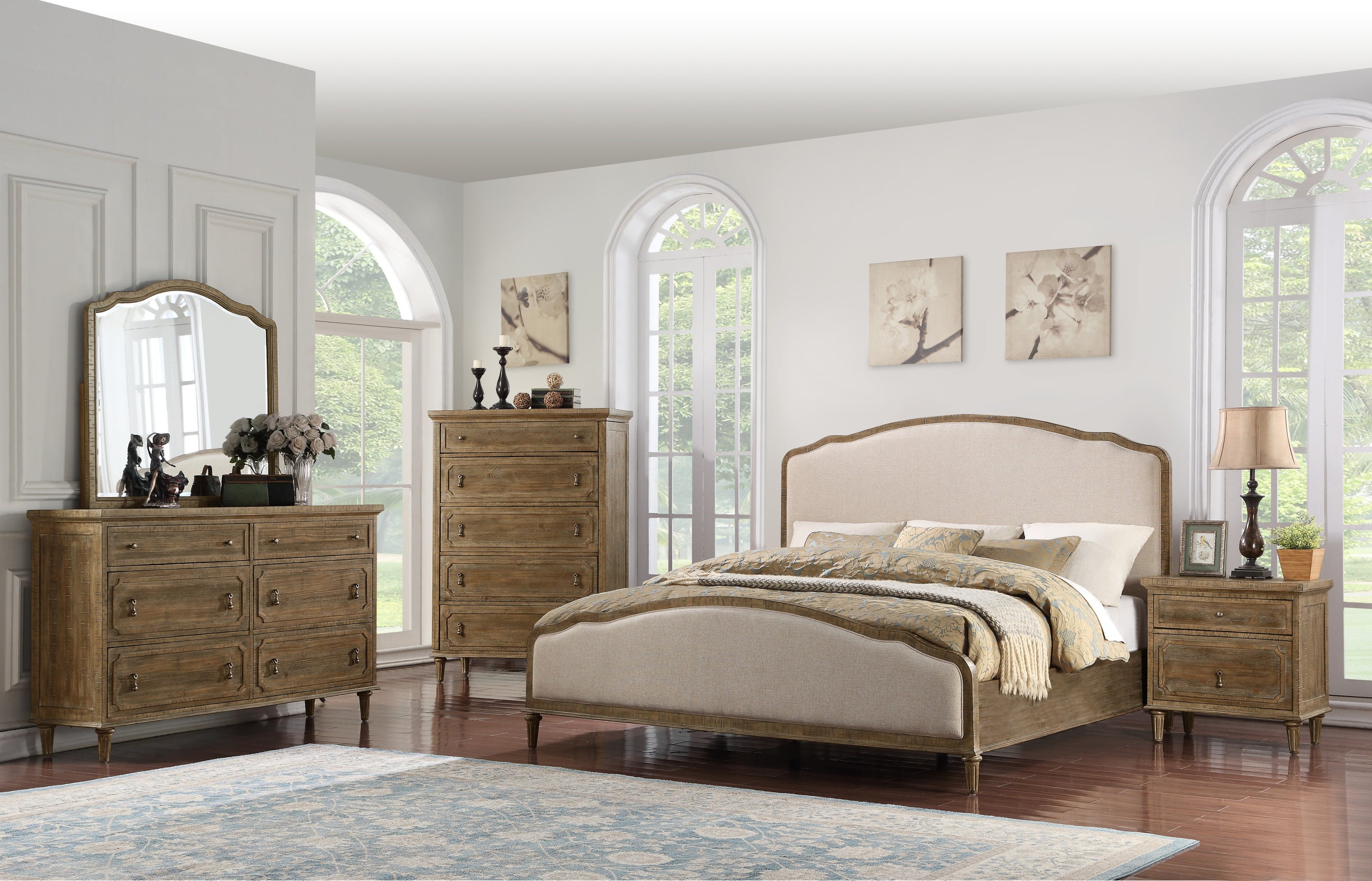 Cerulean Upholstered Bed with Headboard - Pier 1