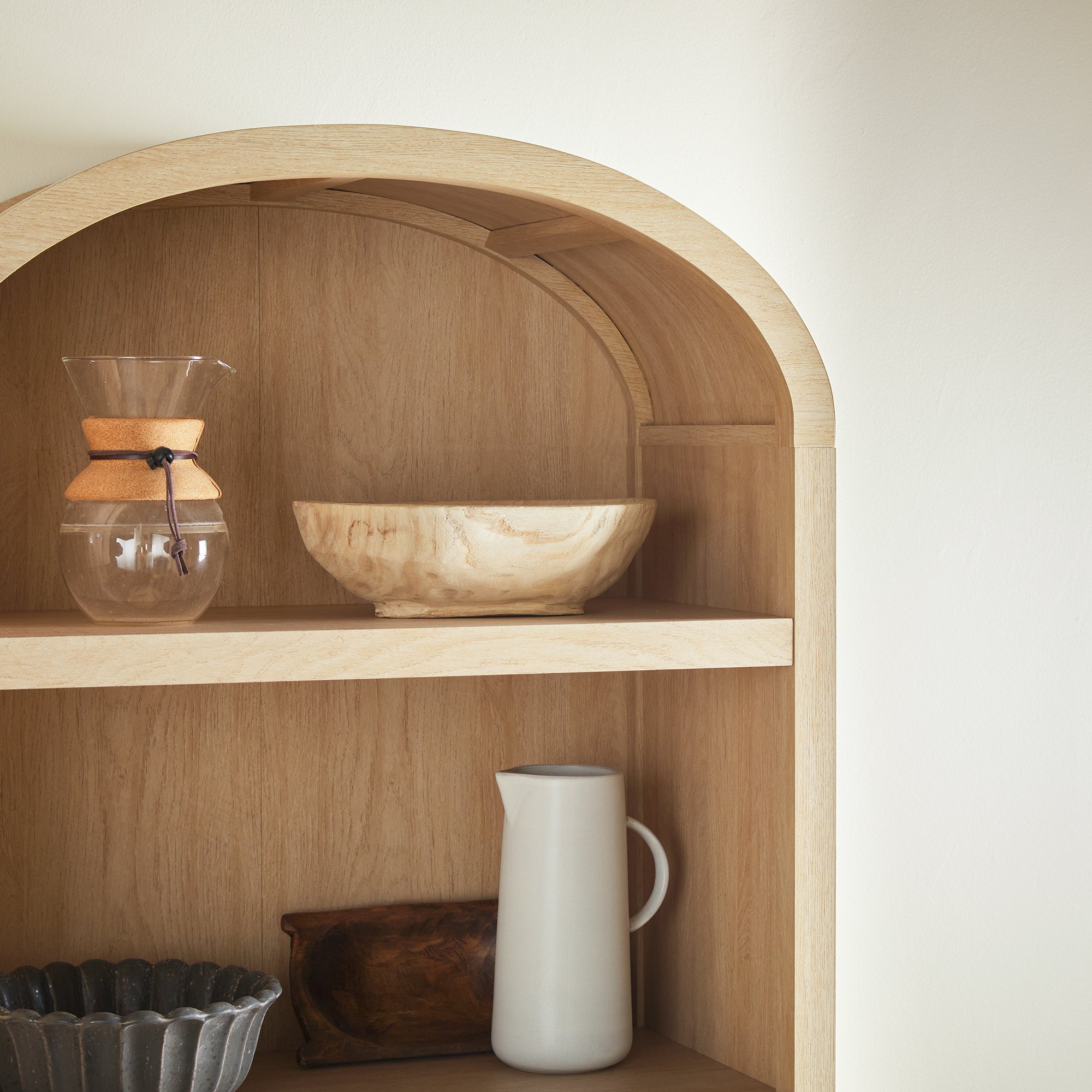 Arched Bookcase with 3 Spacious Shelves and Lower Doors by Walker ...