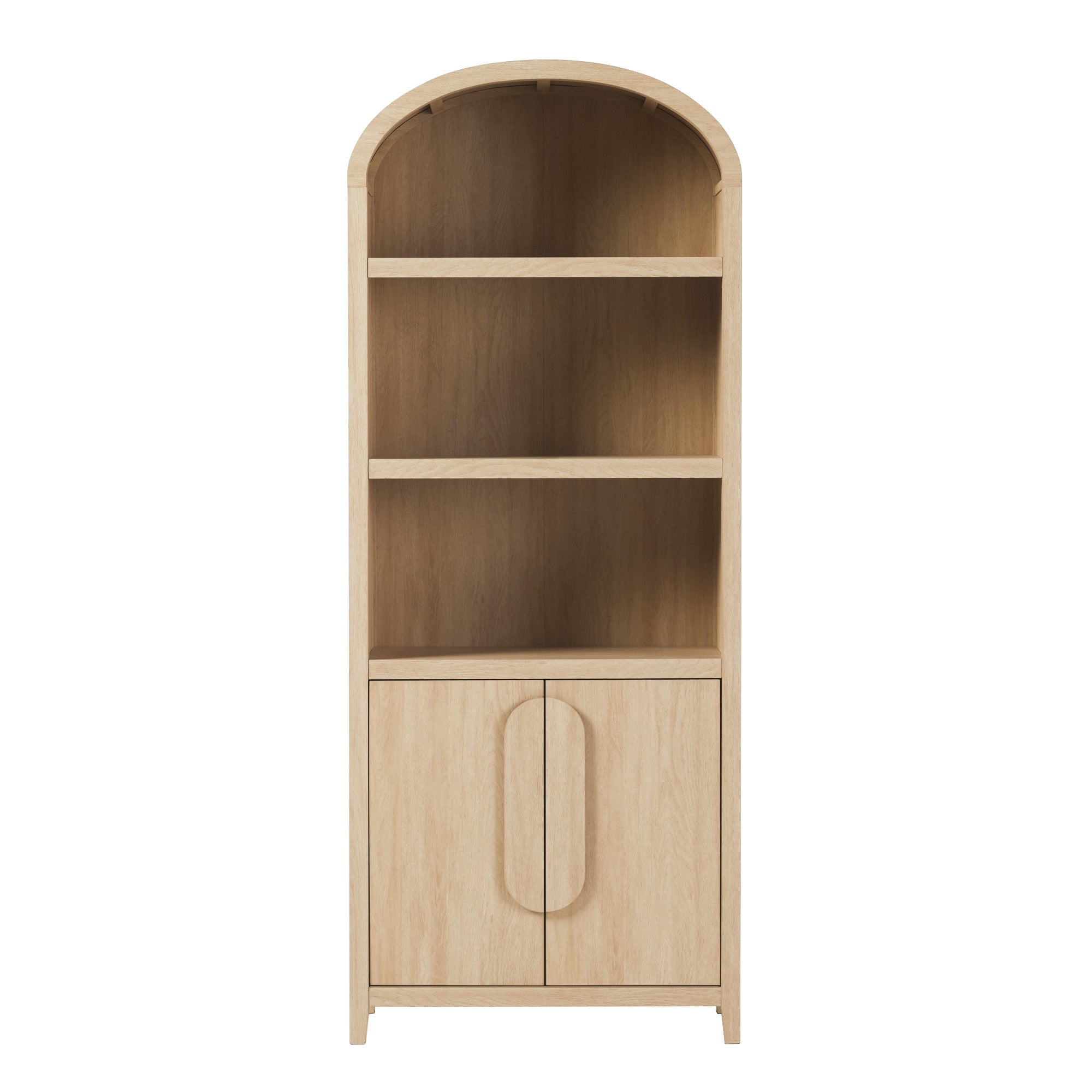 Arched Bookcase with 3 Spacious Shelves and Lower Doors by Walker ...
