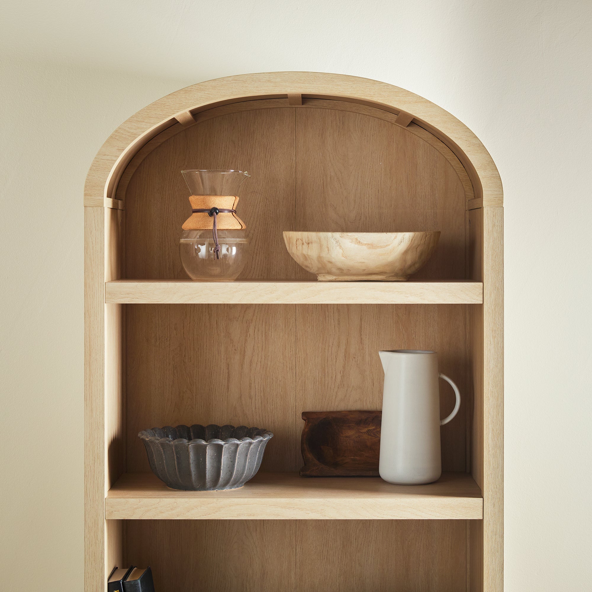 Arched Bookcase with 3 Spacious Shelves and Lower Doors by Walker ...