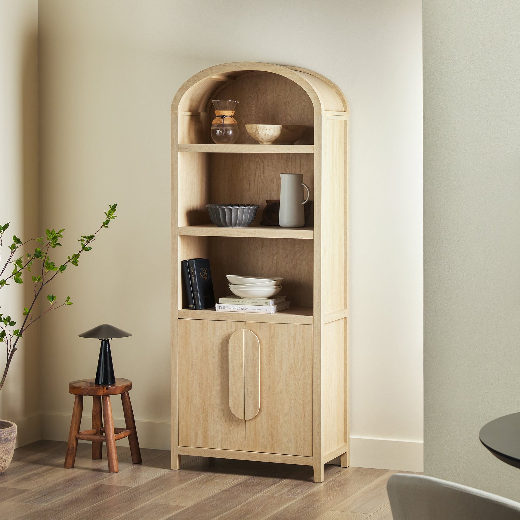 Arched Bookcase with 3 Spacious Shelves and Lower Doors by Walker ...