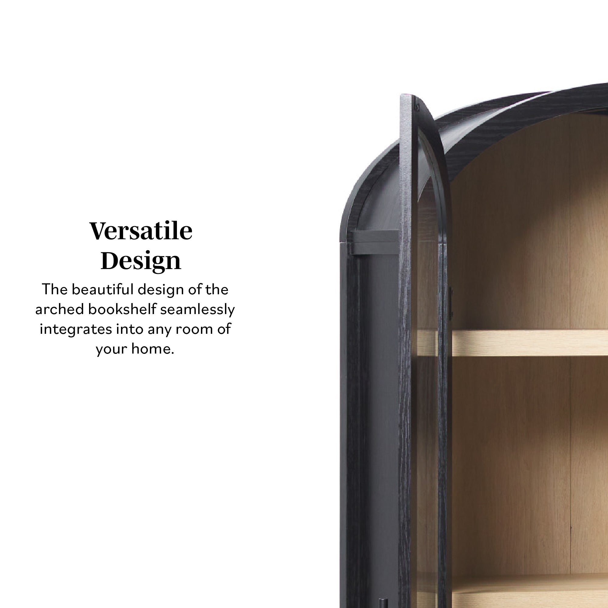 Arched Tall Bookcase with Glass Doors and 5 Shelves by Walker Edison ...