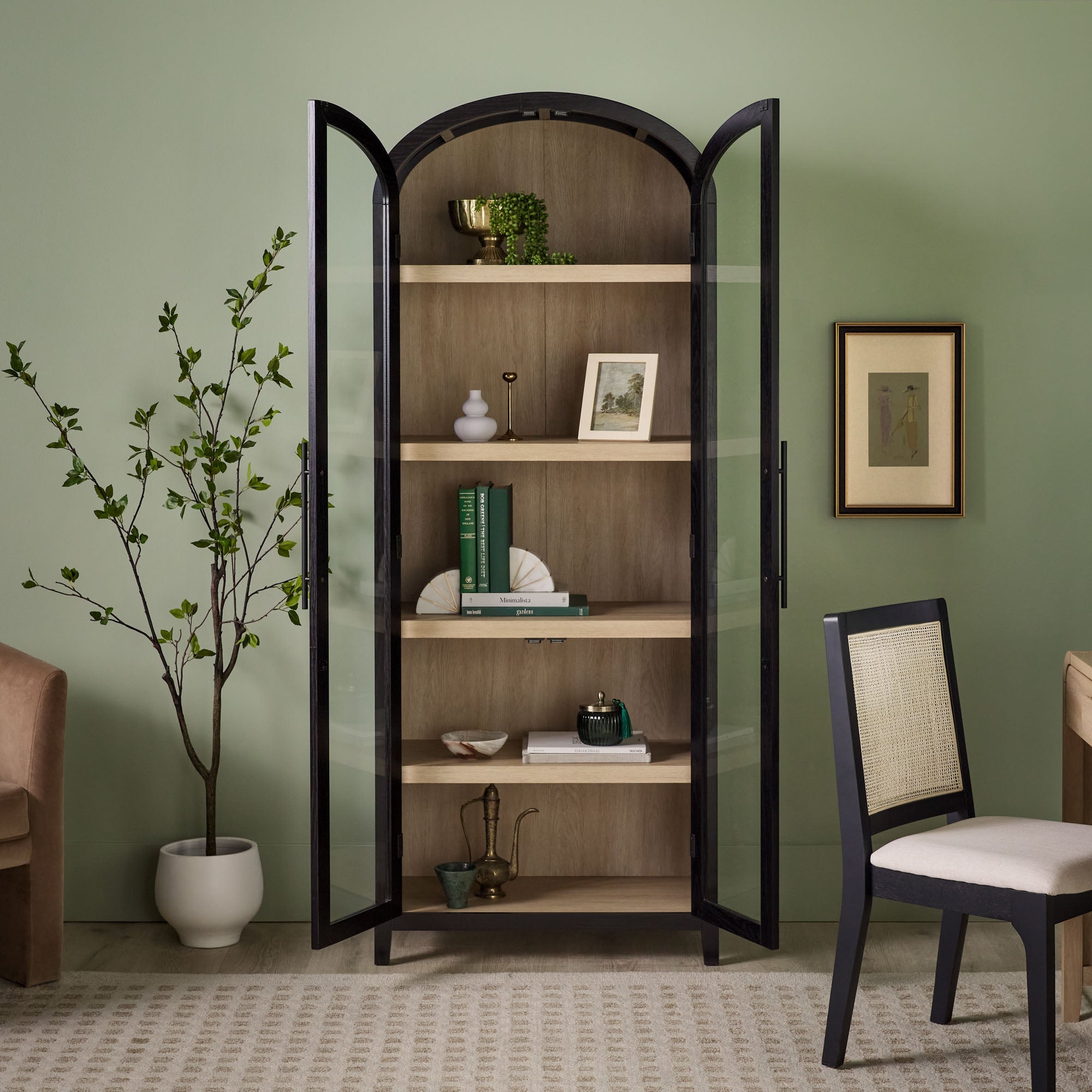 Arched Tall Bookcase with Glass Doors and 5 Shelves by Walker Edison ...