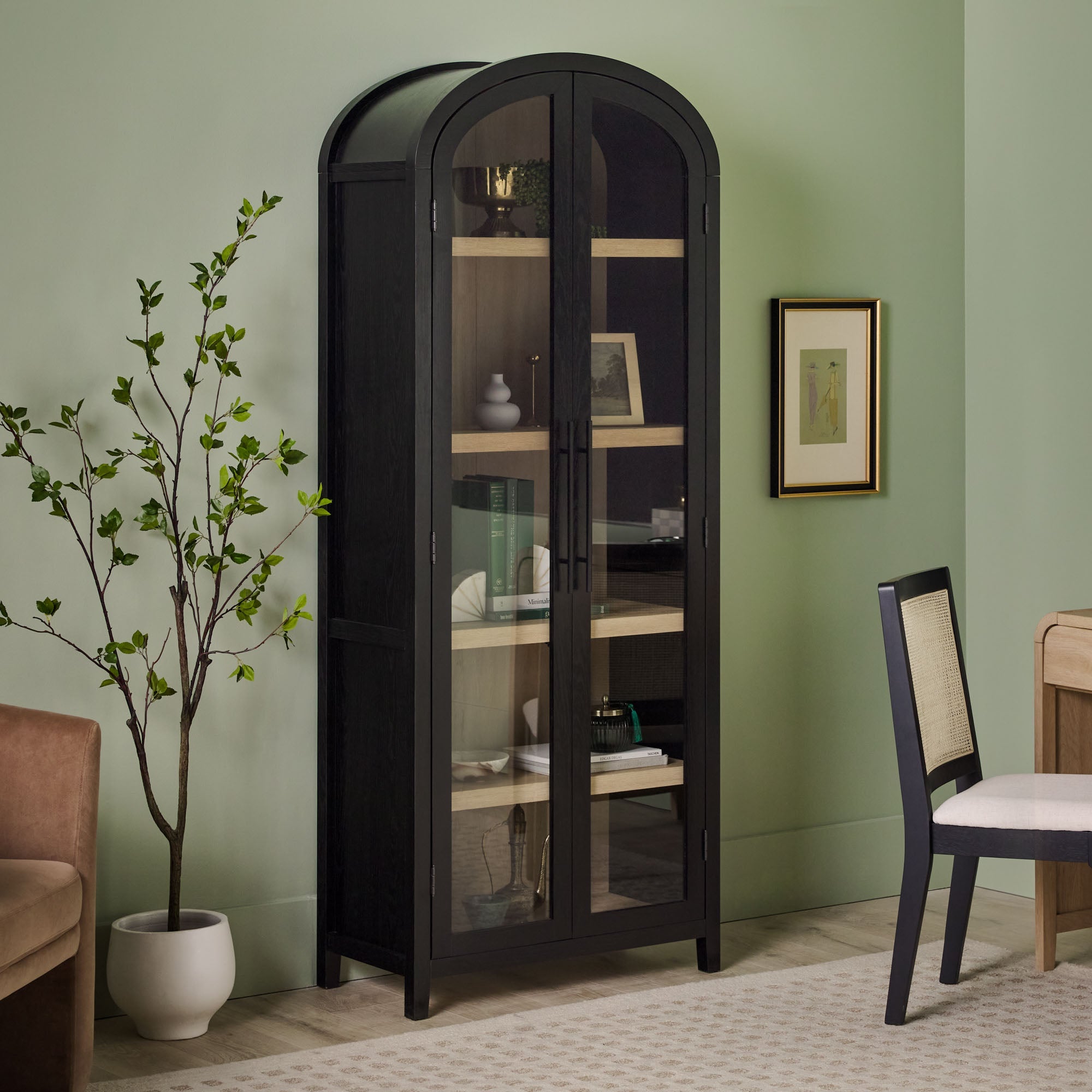 Arched Tall Bookcase with Glass Doors and 5 Shelves by Walker Edison ...