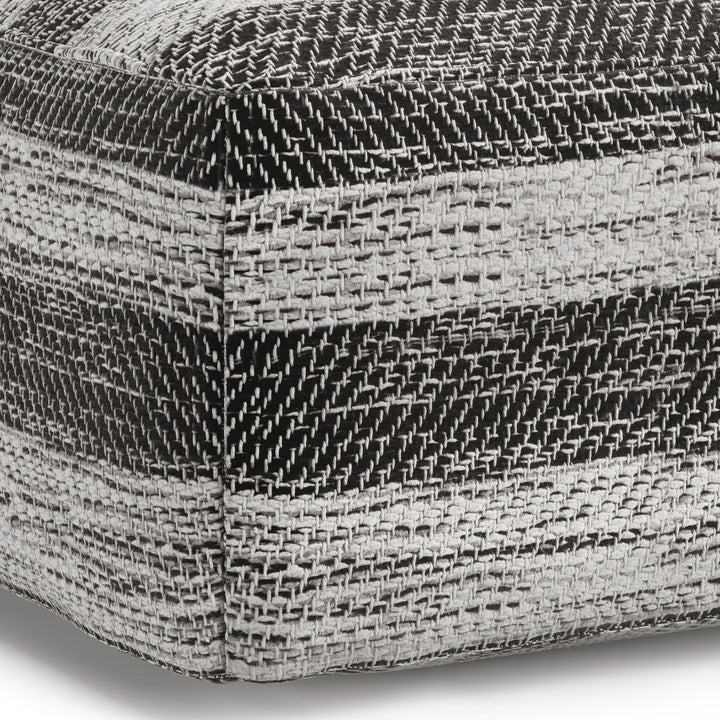 Axis Cotton Square Pouf with Woven Patterned Melange - Pier 1
