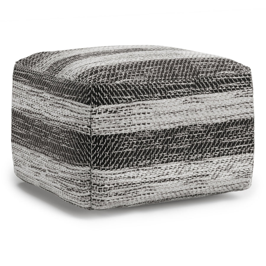 Axis Cotton Square Pouf with Woven Patterned Melange - Pier 1