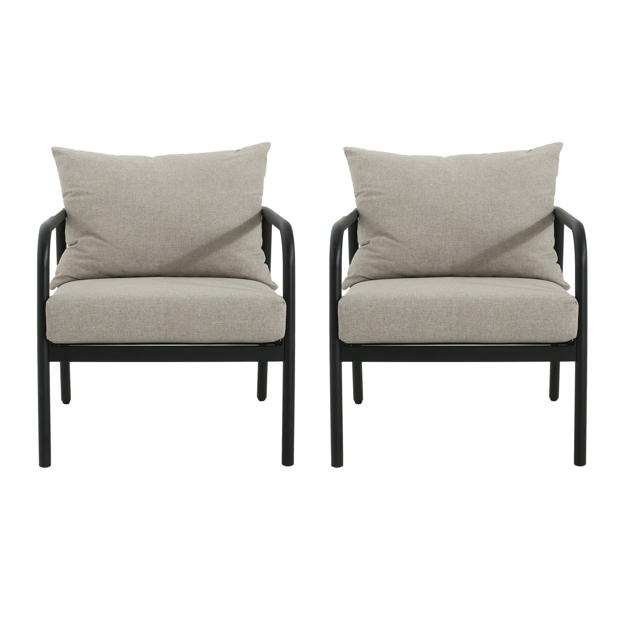 Outdoor Club Chair with Aluminum Frame, Padded Seat and back Cushions ...