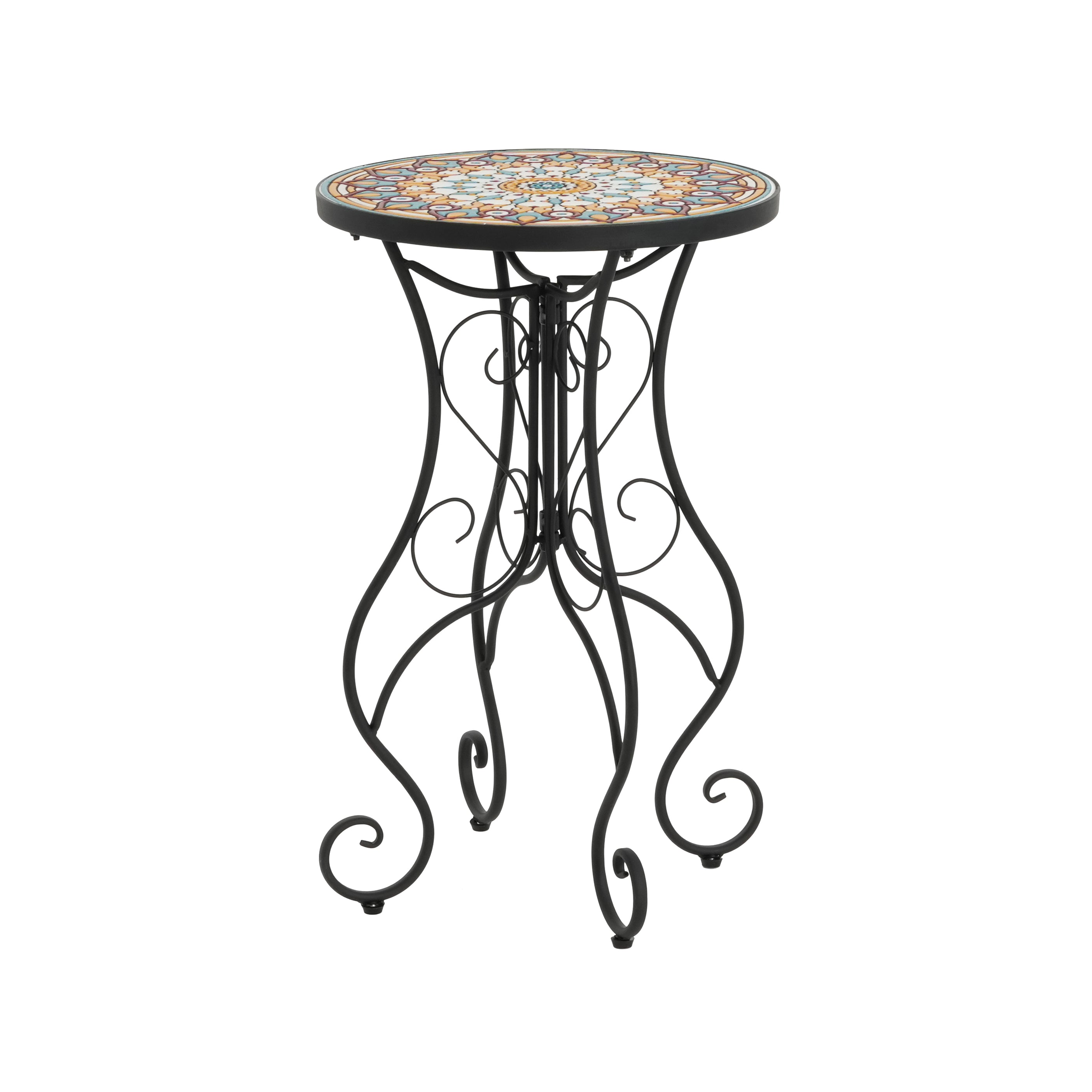 Unending Outdoor Ceramic Tile Side Table with Medallion Design - Pier 1