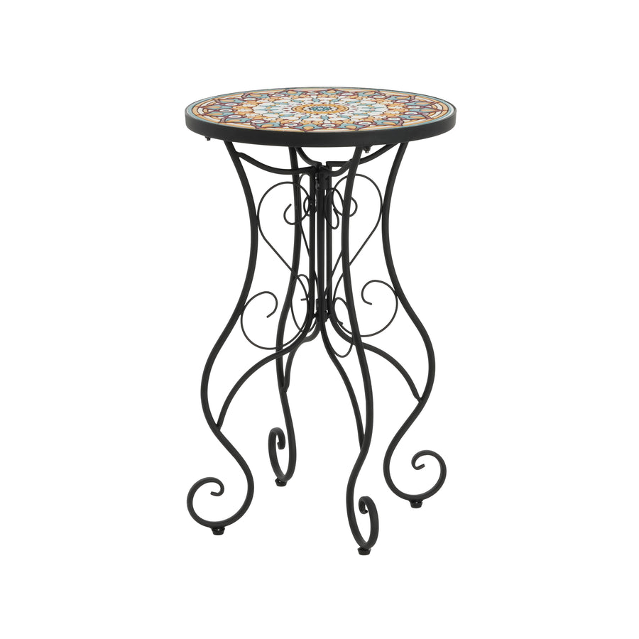 Unending Outdoor Ceramic Tile Side Table with Medallion Design - Pier 1