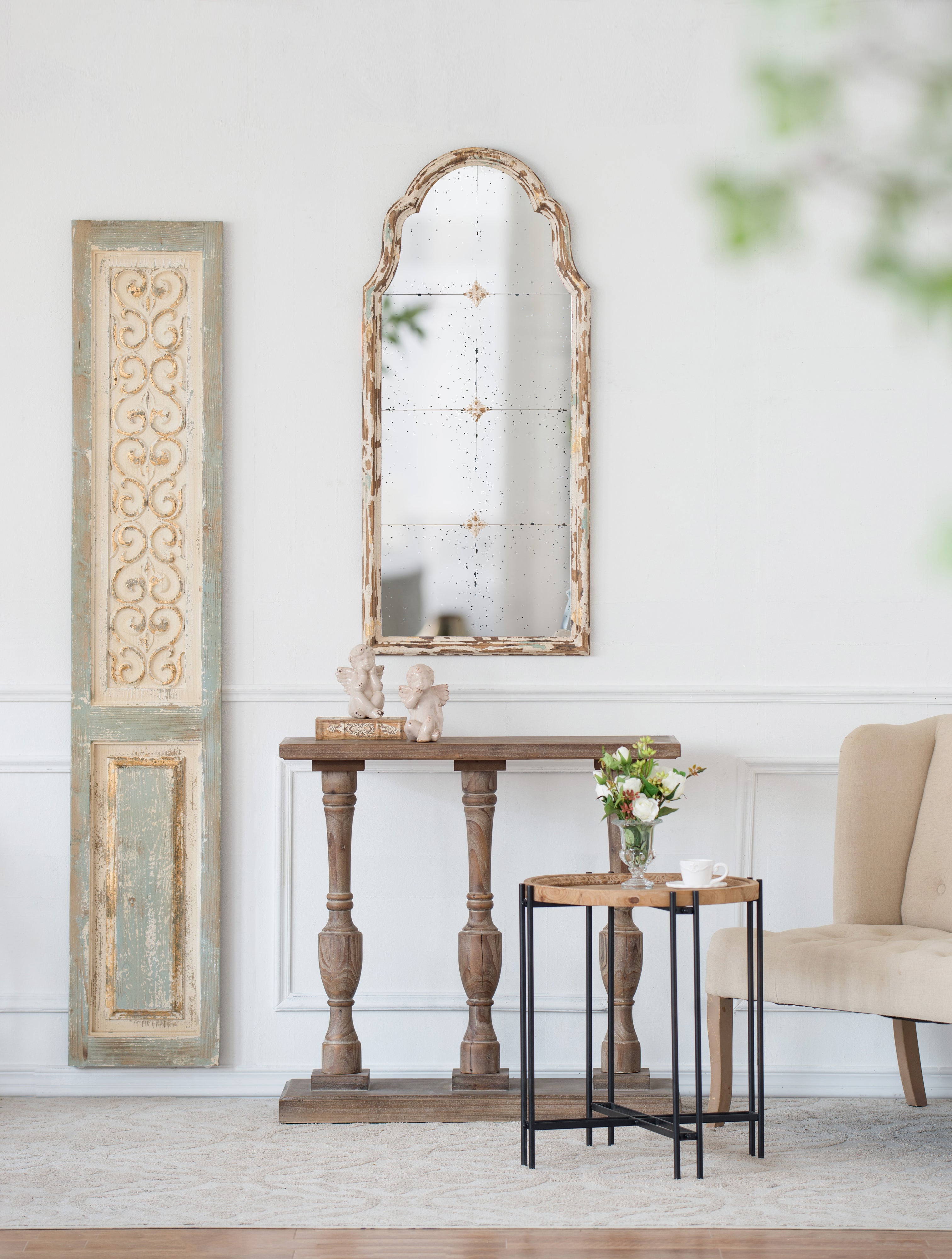 Wooden Rectangle Wall Decor with Scroll Details - Pier 1