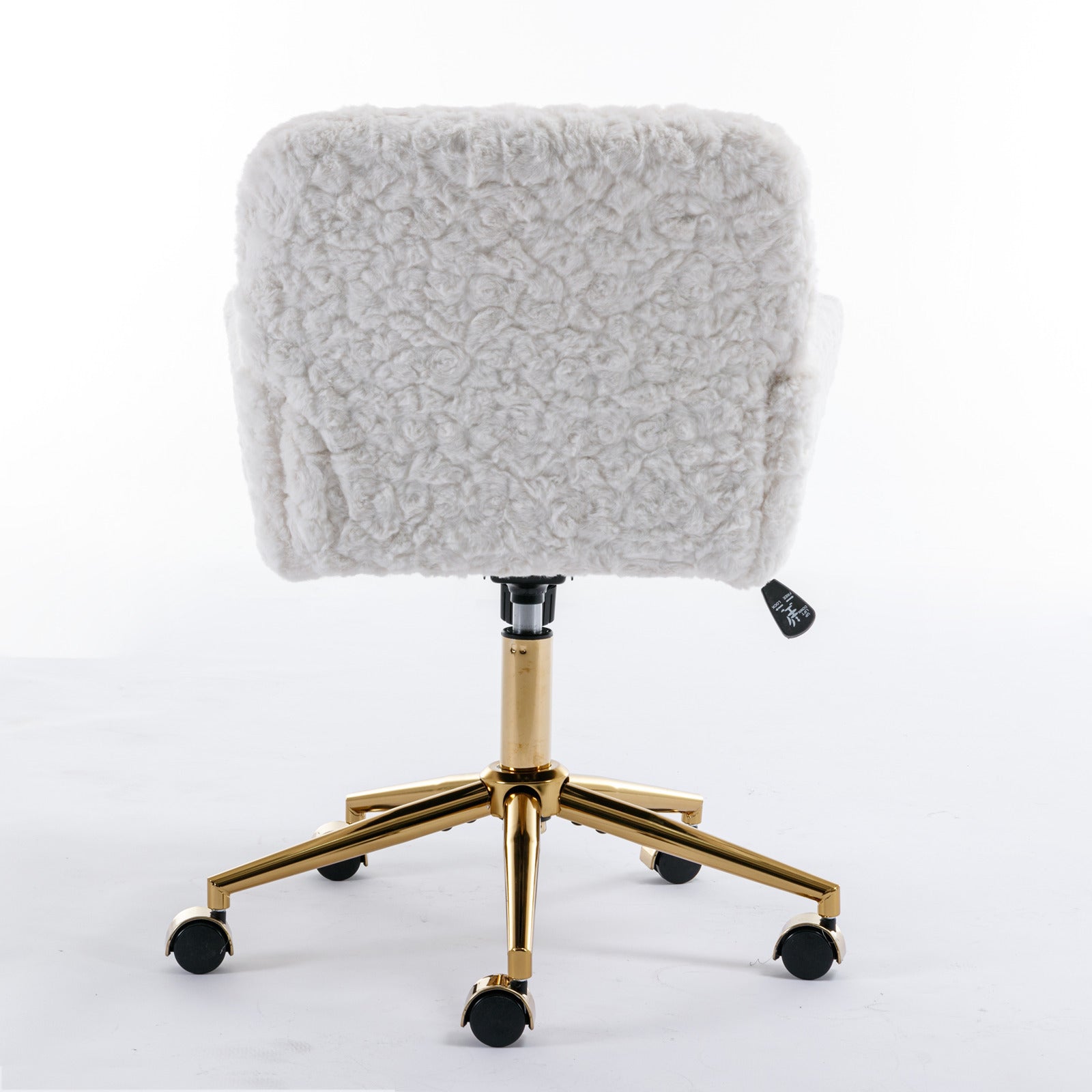 Faux Rabbit Hair Office Chair with Golden Metal Base, Adjustable Swive ...