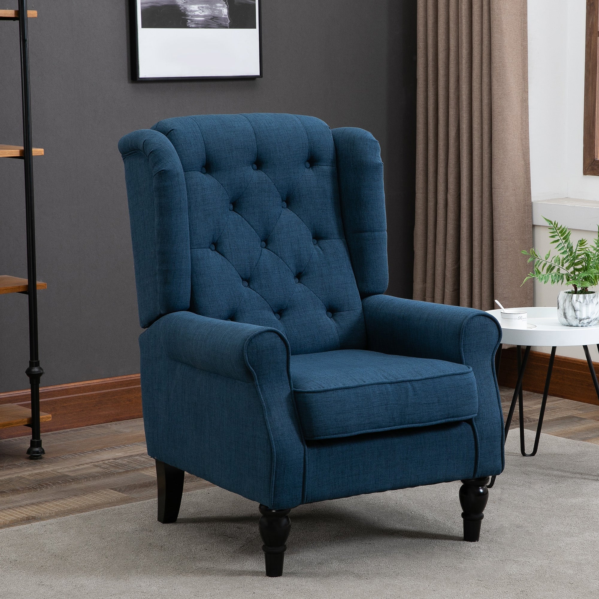 Button Tufted Upholstered Accent Chair with Wing Back and Rolled Arms ...