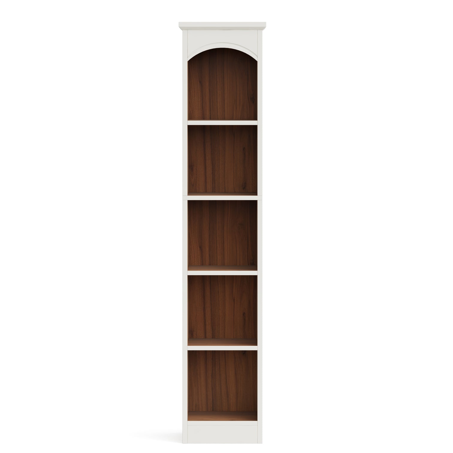 Vintage Arched Slim 5-Tier White & Oak Library Bookcase – Pier 1