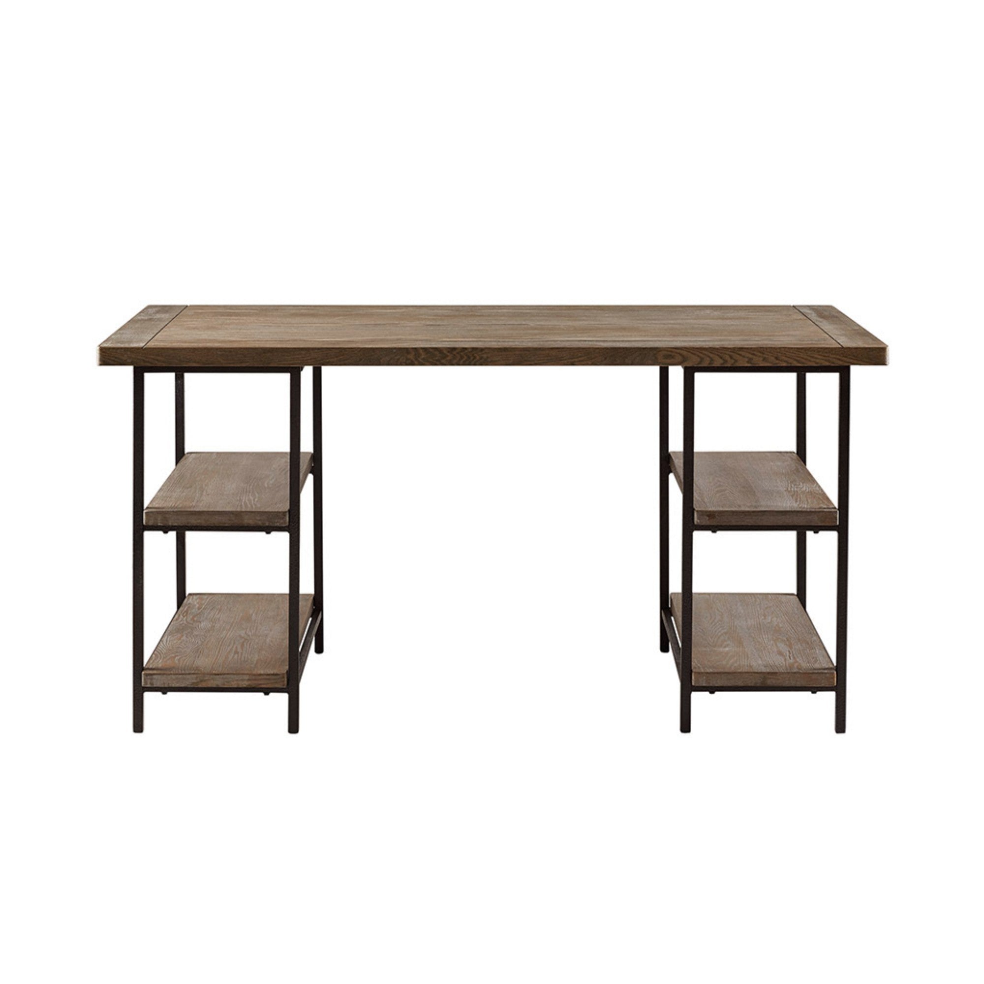 Industrial Style Metal Frame Accent Desk with Side Shelving – Pier 1
