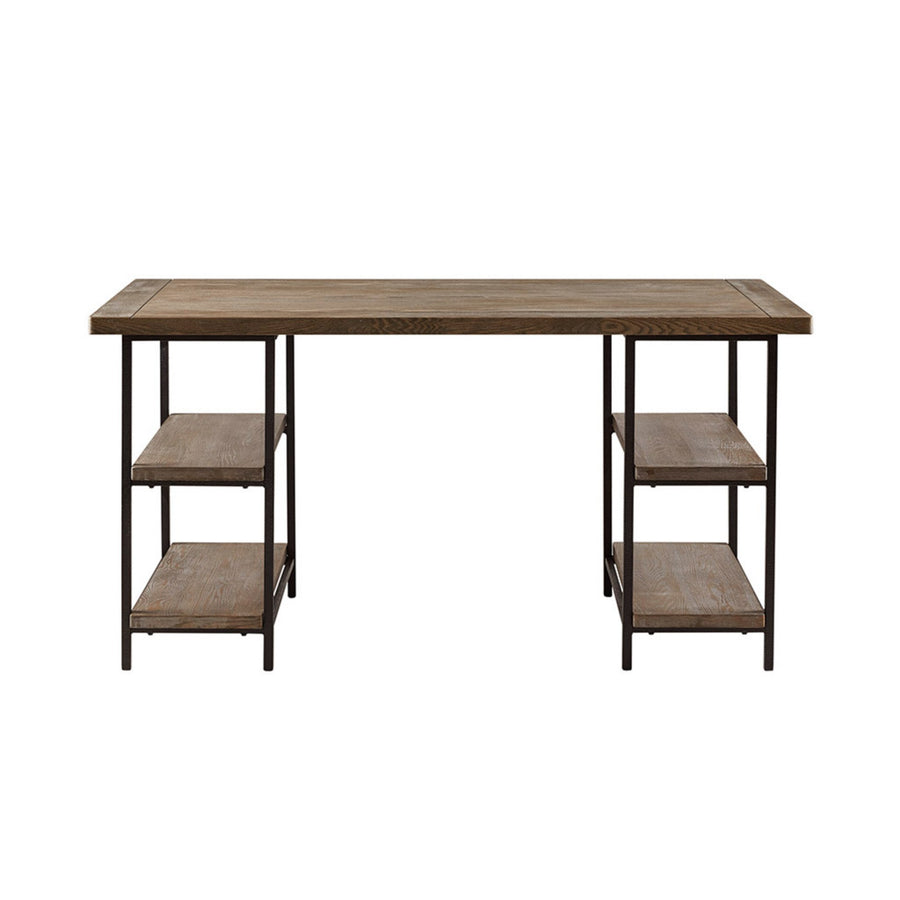 Industrial Style Metal Frame Accent Desk with Side Shelving – Pier 1