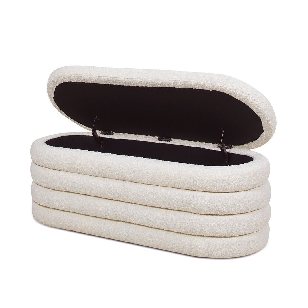 Capstone Oval Lid-Up Upholstered Storage Bench with Horizontal Tufting ...