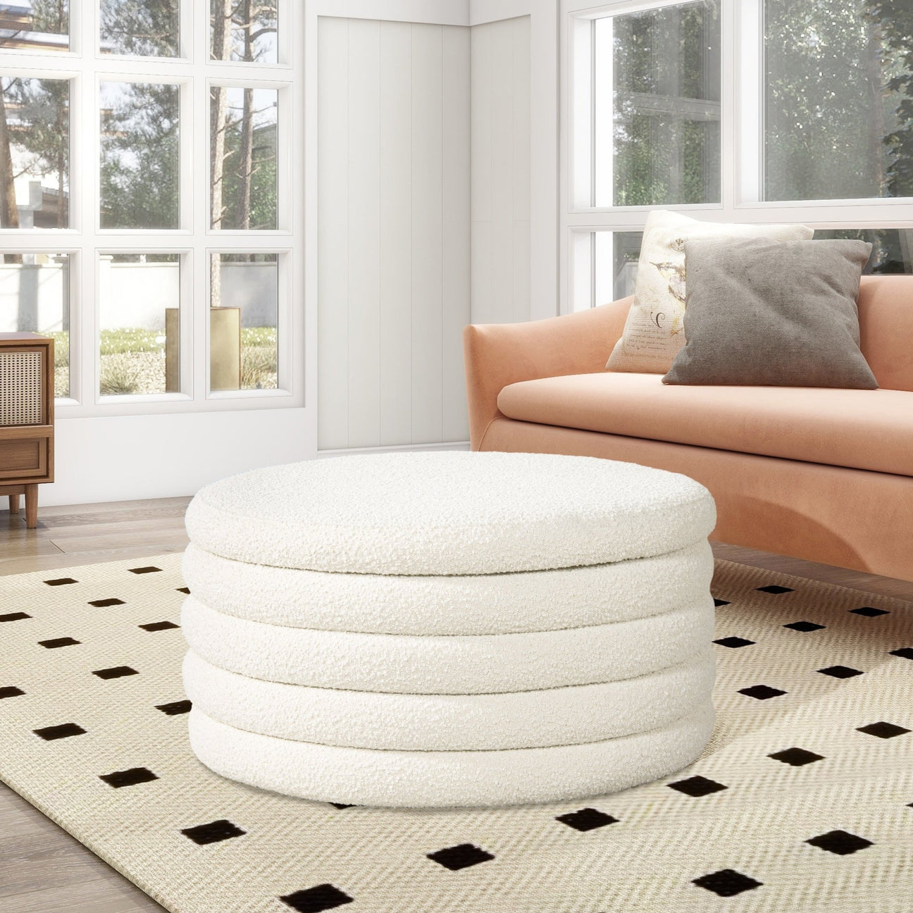Capstone 36" Round Upholstered Storage Cocktail Ottoman - Pier 1