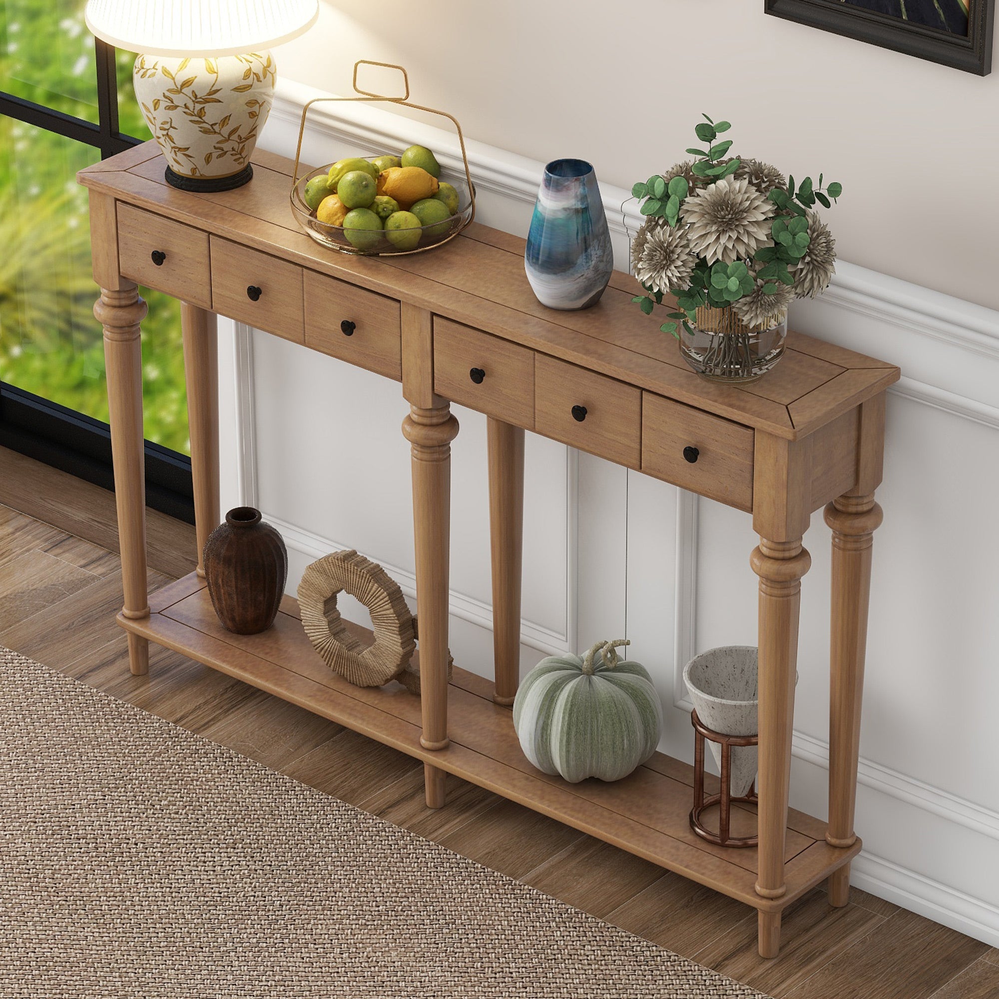 Console Table with 4 Drawers and Open Shelf - Pier 1