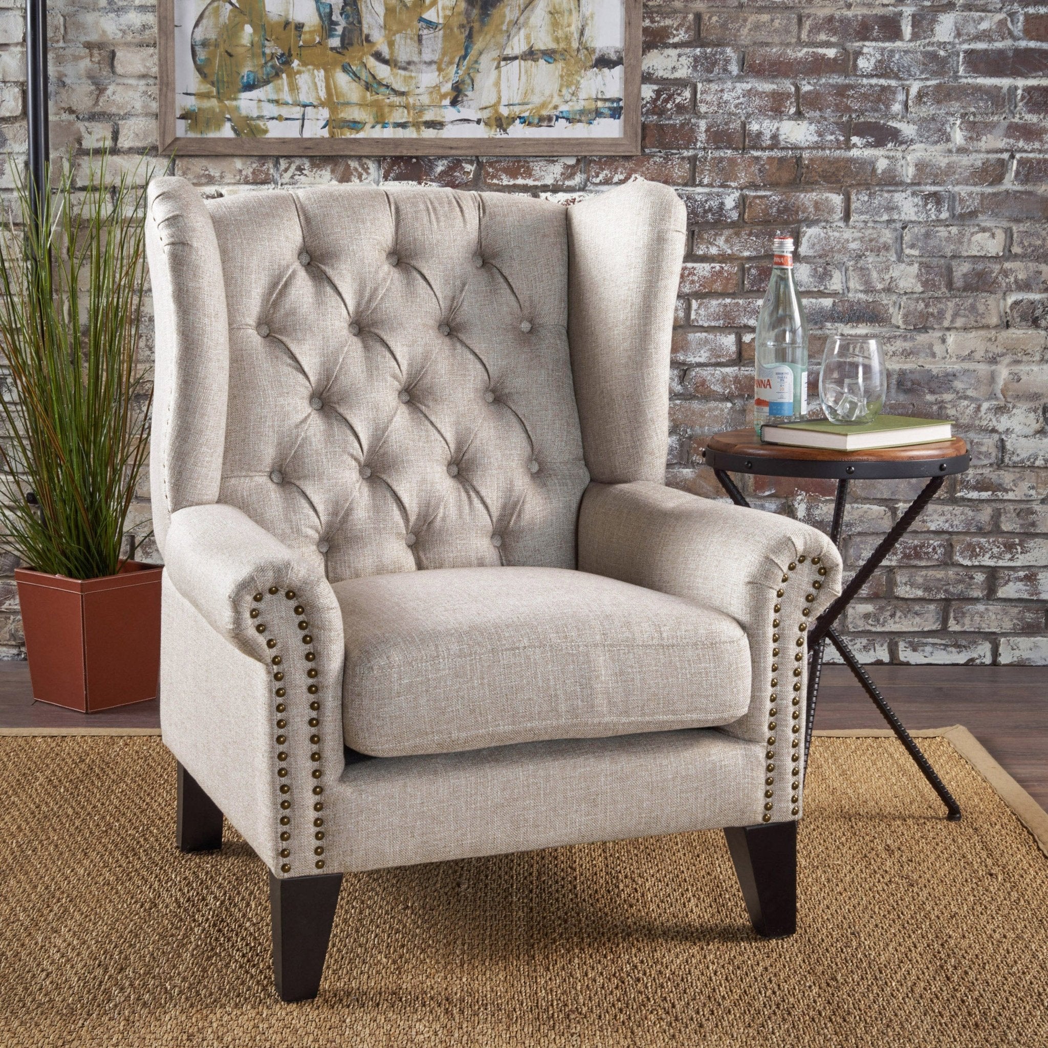 Cerebral Upholstered Wingback Chair with Diamond Tufting and Nailhead ...