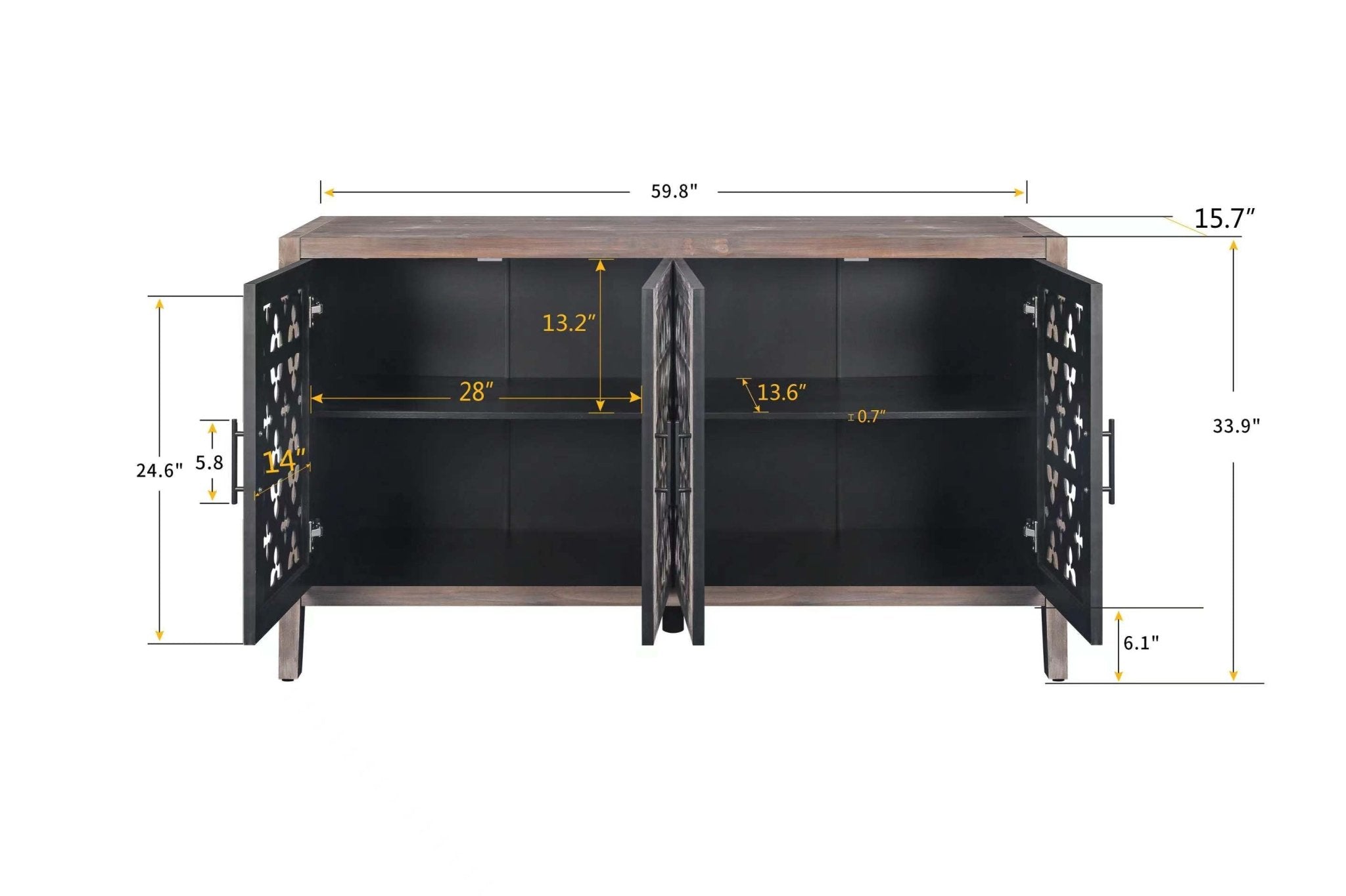 Colossus Wood Cabinet with Floral Pattern and 4 Doors - Pier 1